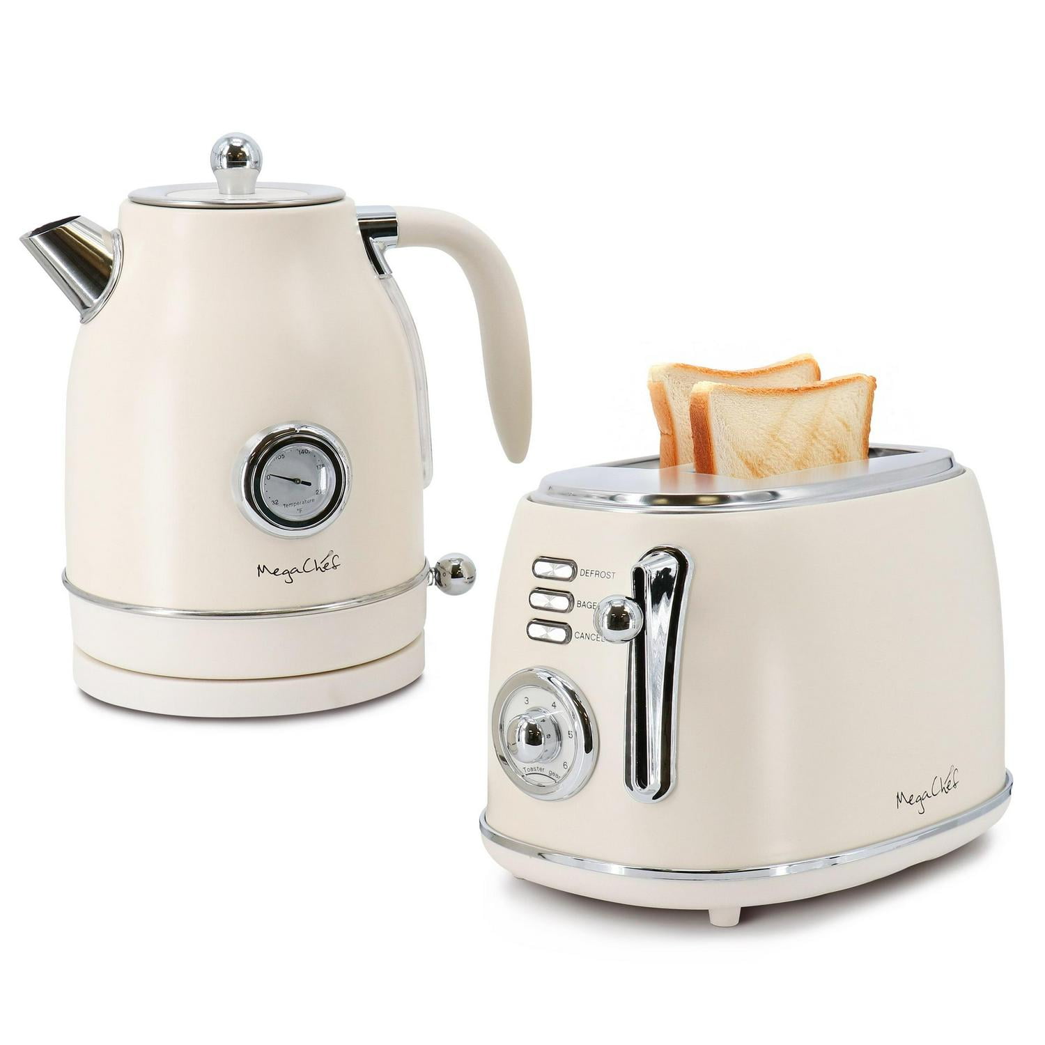 MegaChef 1.7 Quart Electric Tea Kettle and 2 Slice Toaster Combo in ...