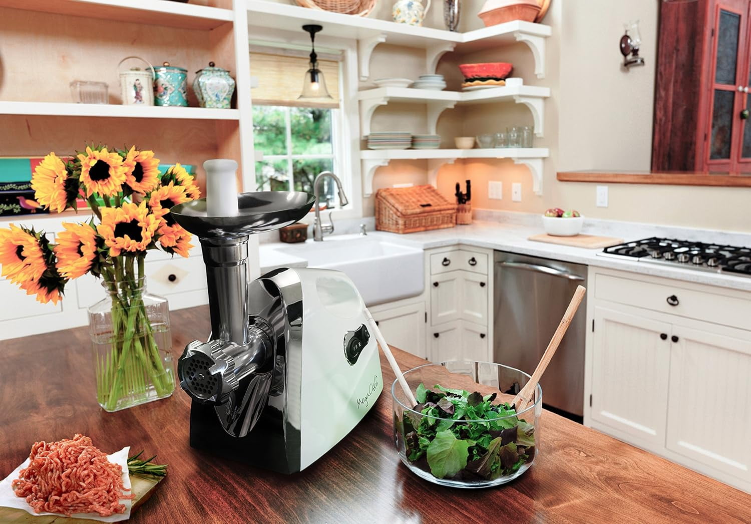 MegaChef 1200 Watt Powerful Automatic Meat Grinder for Household Use ...