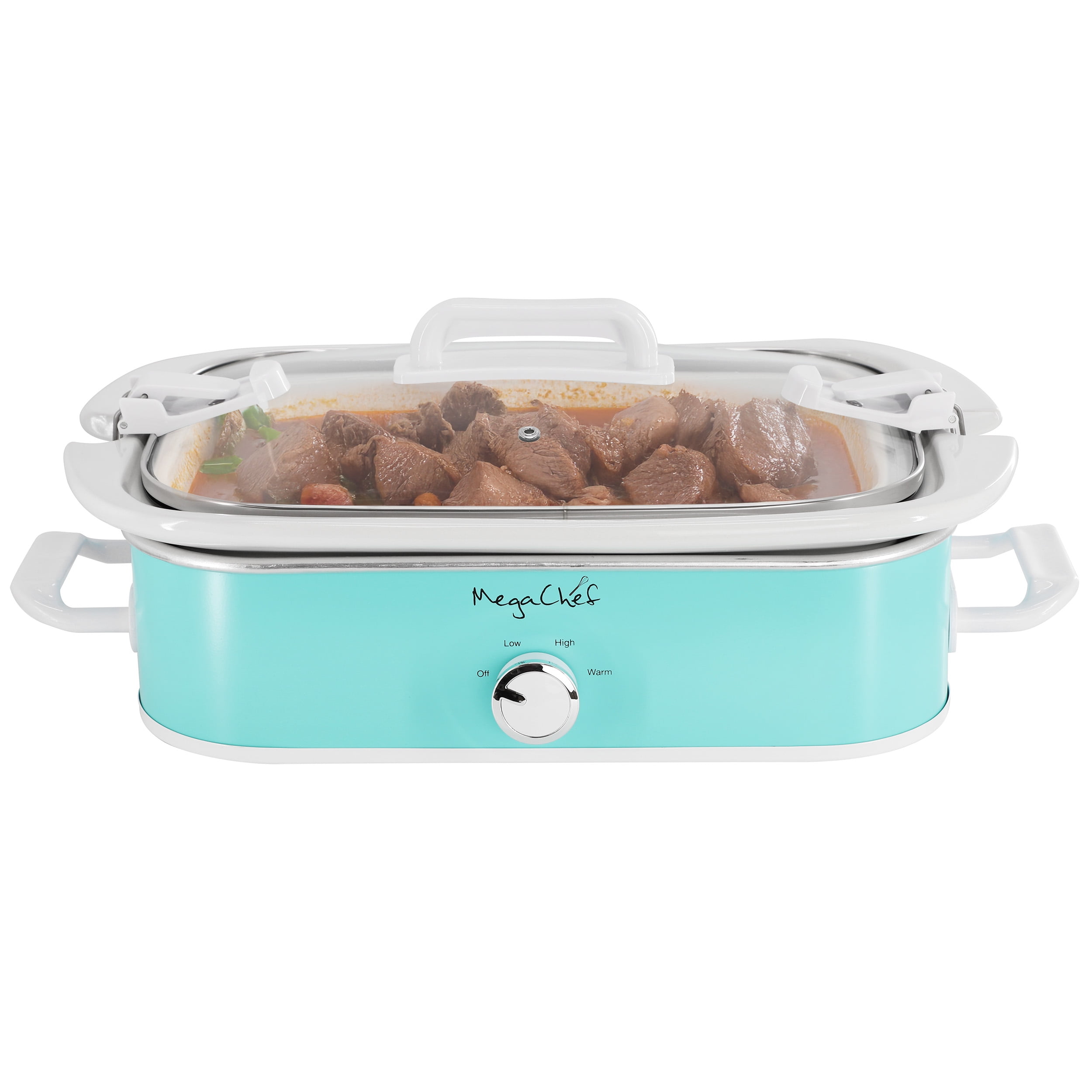 MegaChef 3.5 Quart Casserole Slow Cooker with 3 Temperature Settings in Turquoise - Walmart.com