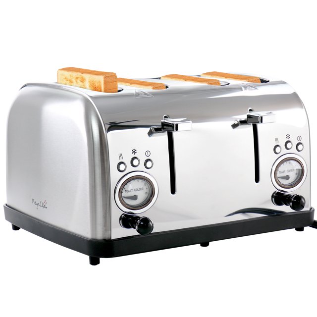 MegaChef 4 Slice Wide Slot Toaster with Variable Browning in Silver ...