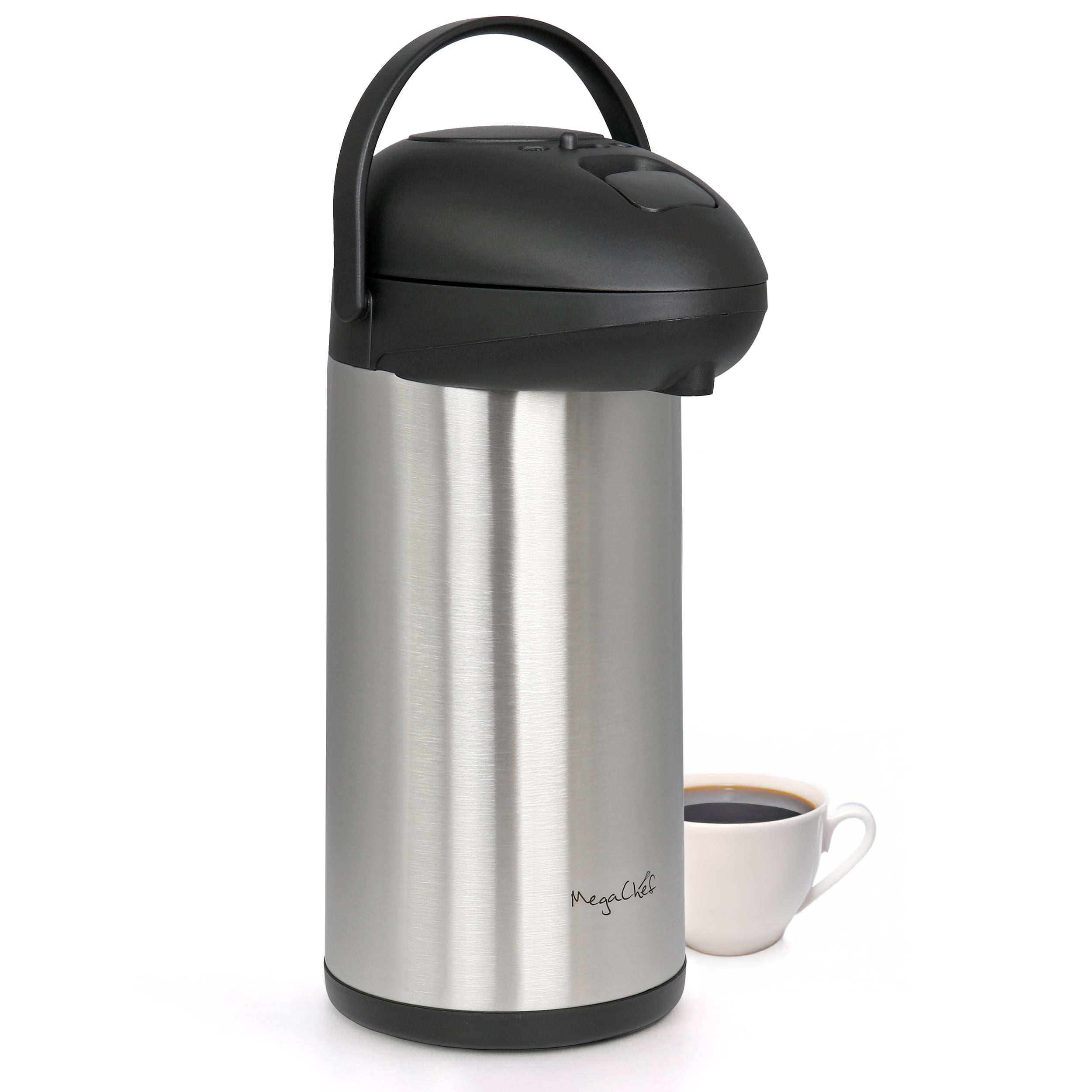 MegaChef Portable 5 Liter Stainless Steel Vacuum Body Pump Cap Air Pot ...