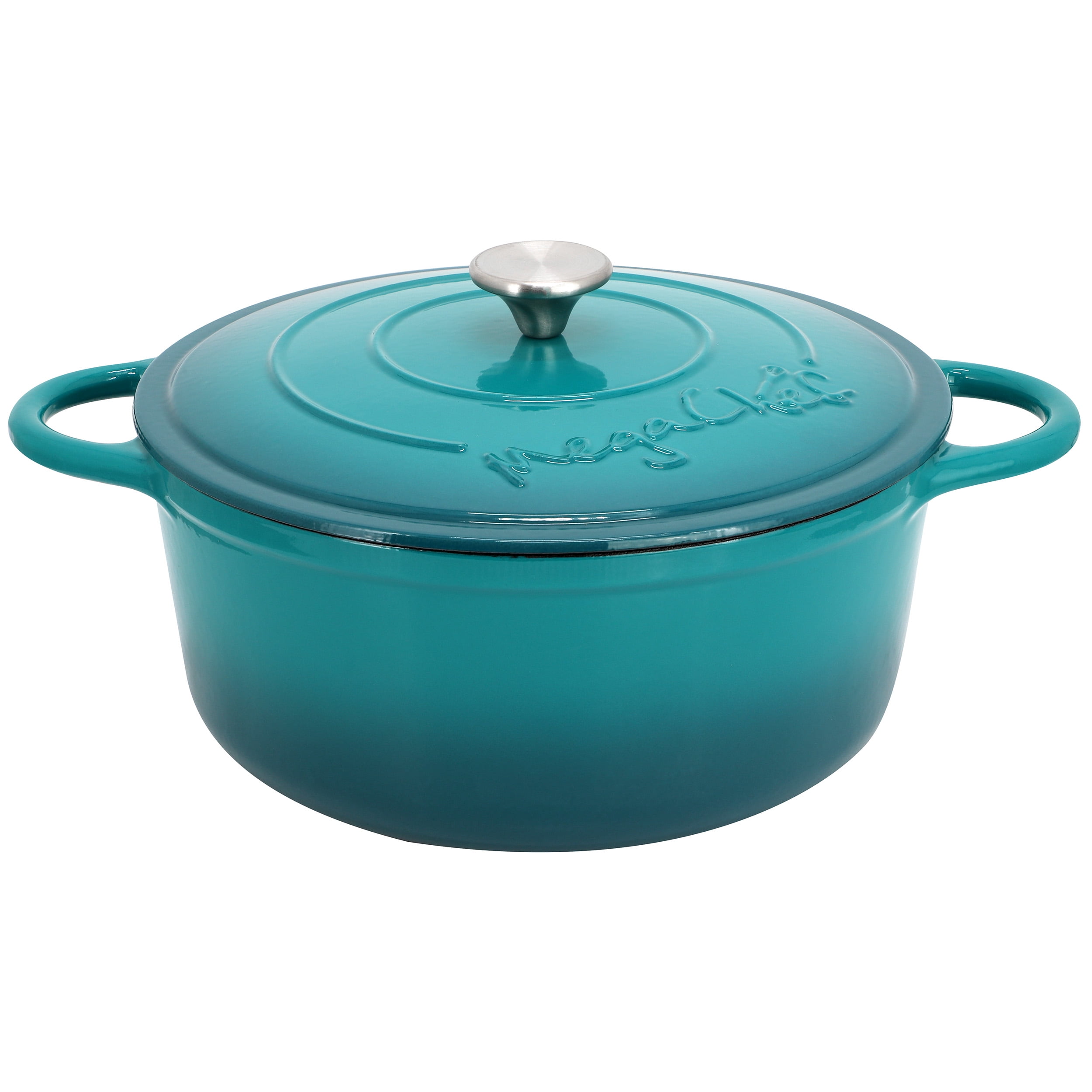 MegaChef 6.35 Quart Round Enameled Cast Iron Dutch Oven with Self ...