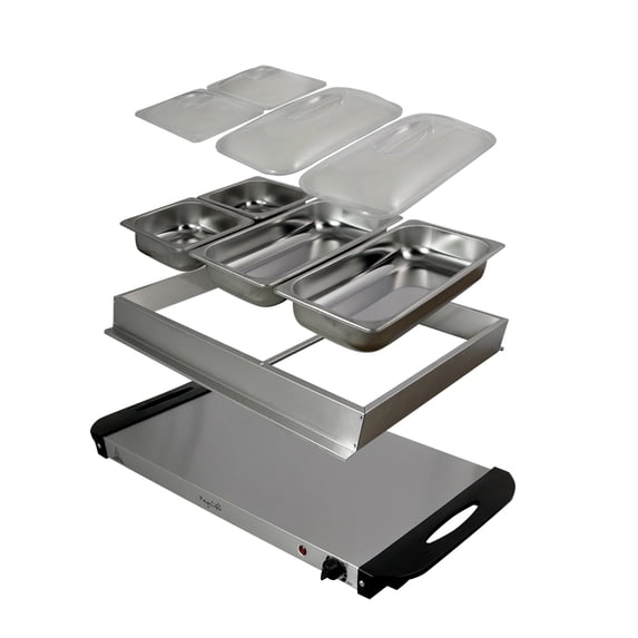 MegaChef, Buffet Server & Food Warmer, Stainless Steel, 3 Section ...