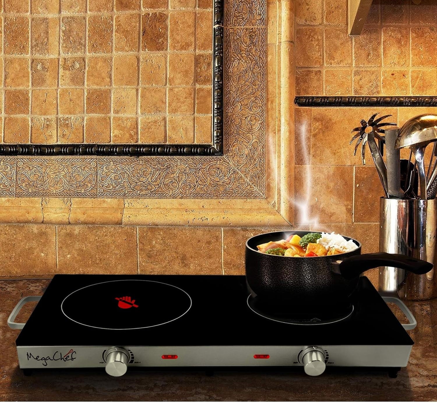 MegaChef Ceramic Infrared Double Electric Cooktop – Dual Burner ...