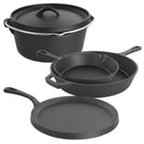 MegaChef Pre-Seasoned Cast Iron 5-Piece Kitchen Cookware Set, Pots and ...
