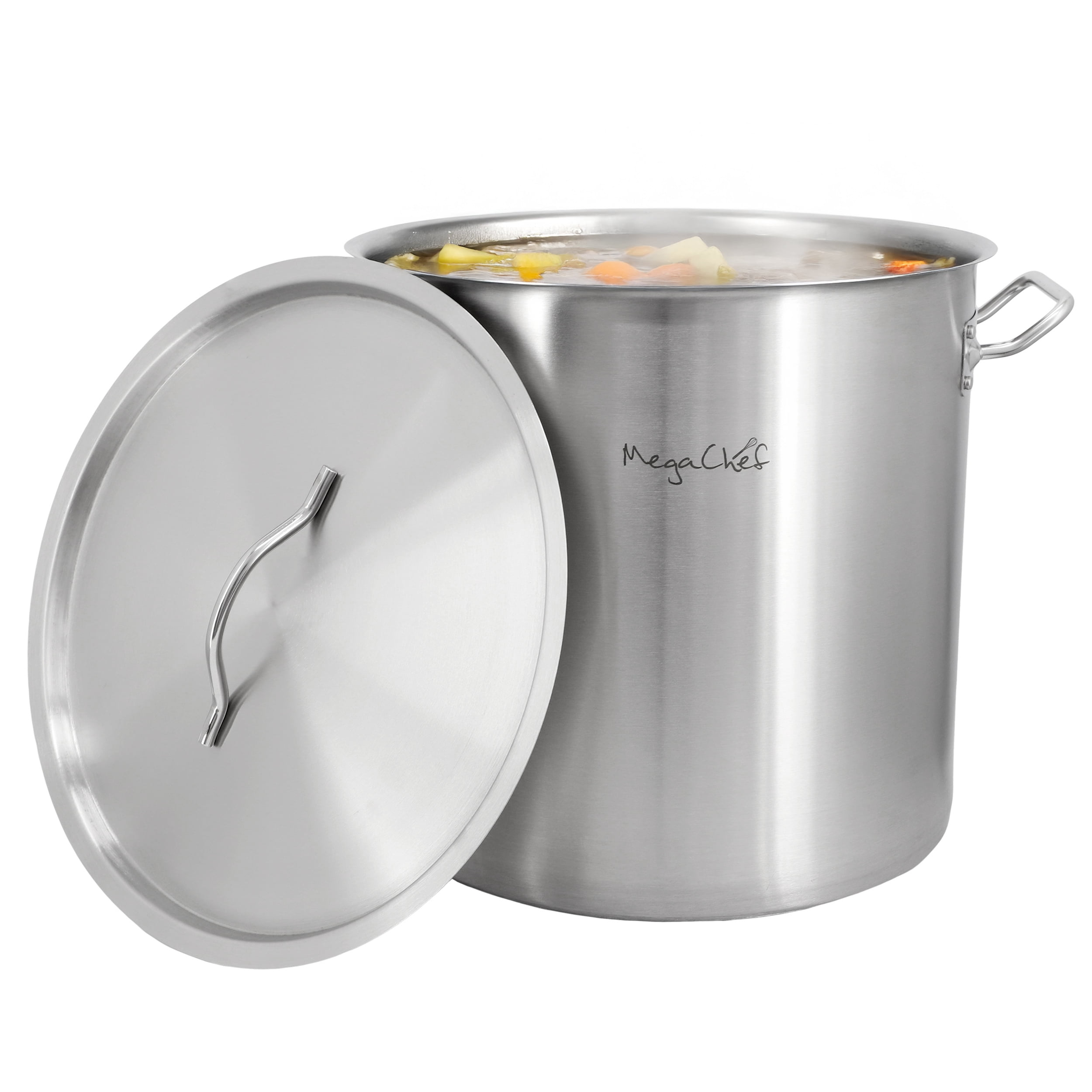 MegaChef Professional Kitchen 26.4 Quart Large Round Stainless Steel ...