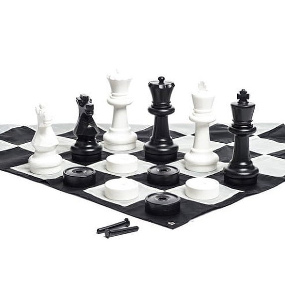 MegaChess Outdoor Chess Set Giant with 25" King Bundle, Mat & Checkers ...