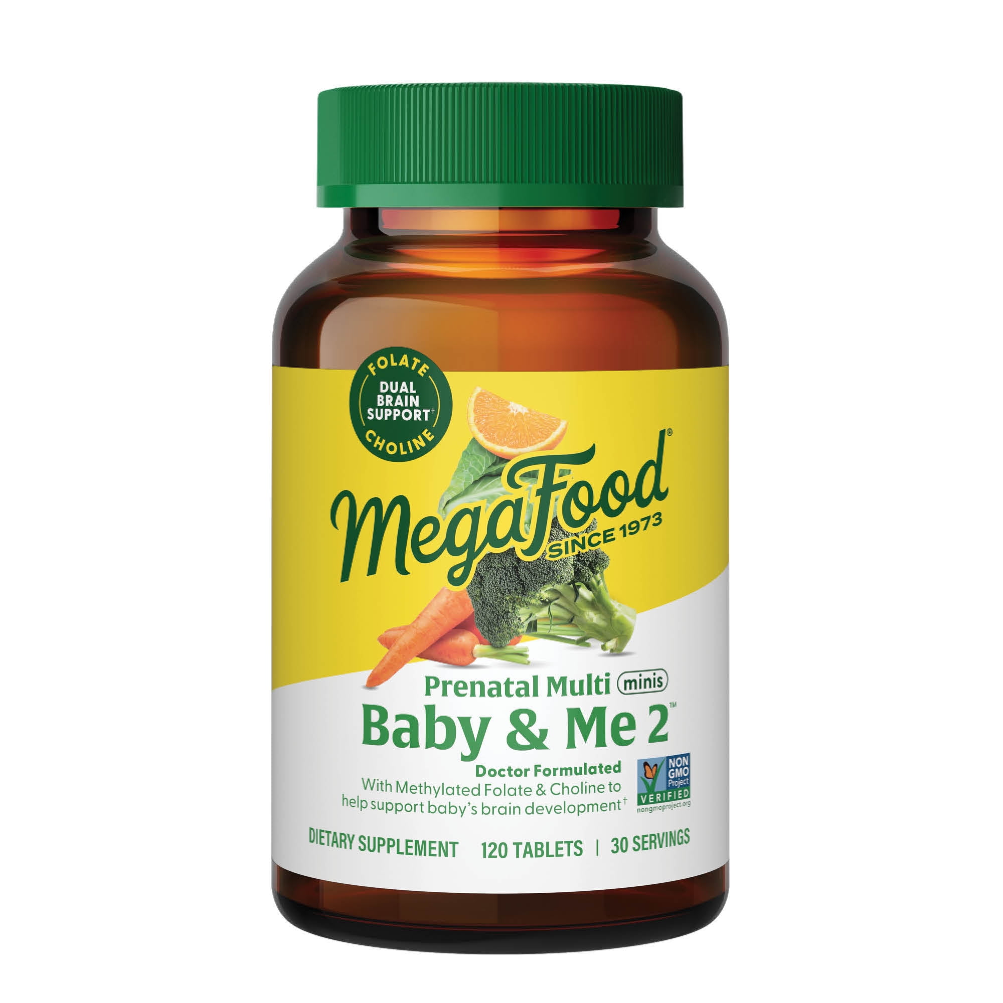 MegaFood Baby & Me 2 Prenatal Minis - Folate, Choline, Iron, Vitamin C ...