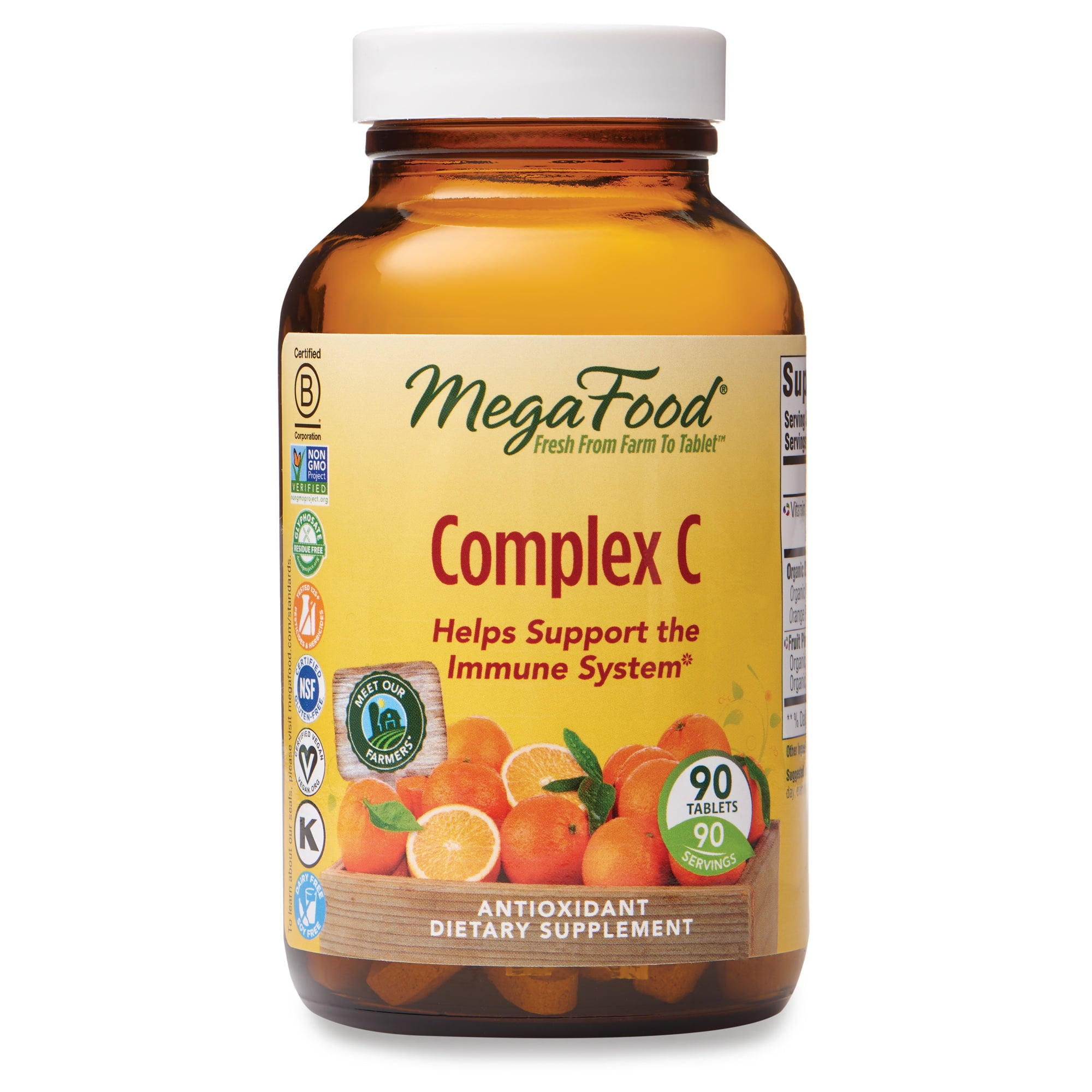 MegaFood Daily Complex C, 90 Vegan Tablets, Antioxidant Vitamin C ...