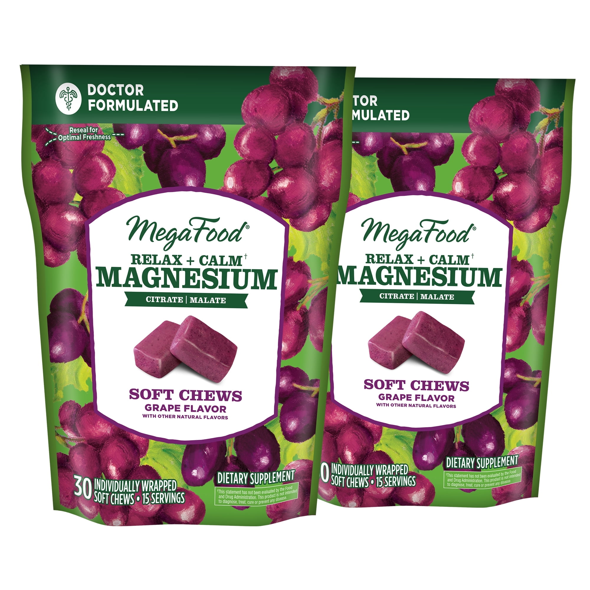 MegaFood Relax + Calm Magnesium Supplement - Citrate & Malate - 30 ...