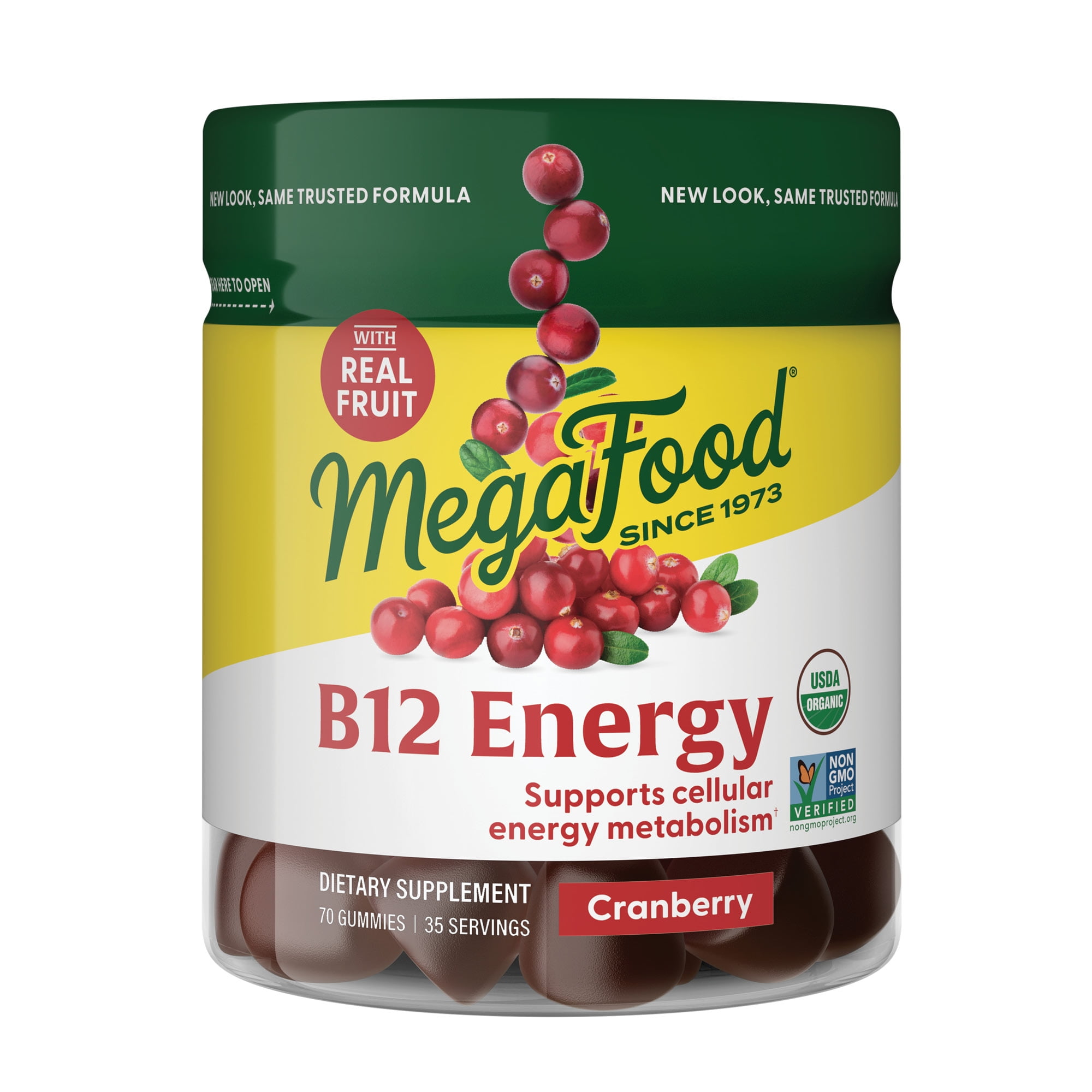 MegaFood Vitamin B12 Energy Gummies, Vegan Methyl B12, Cranberry, 35 ...