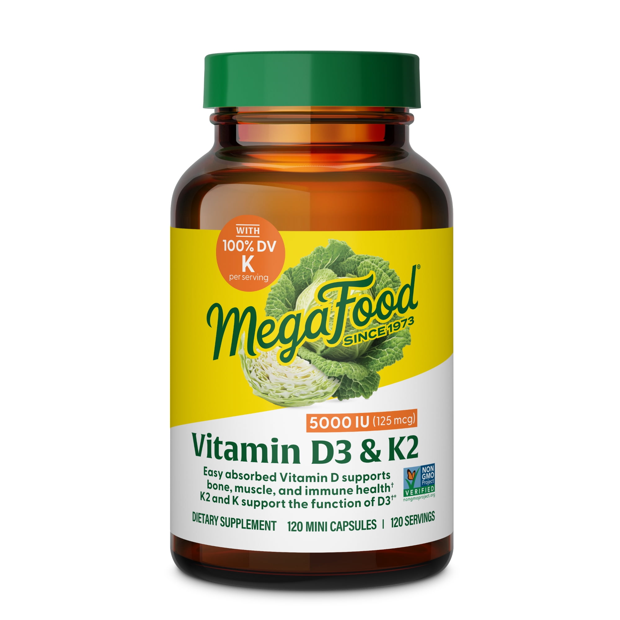 MegaFood Vitamin D3 5000 IU (125 mcg), Supports Bone, Teeth, Muscles ...