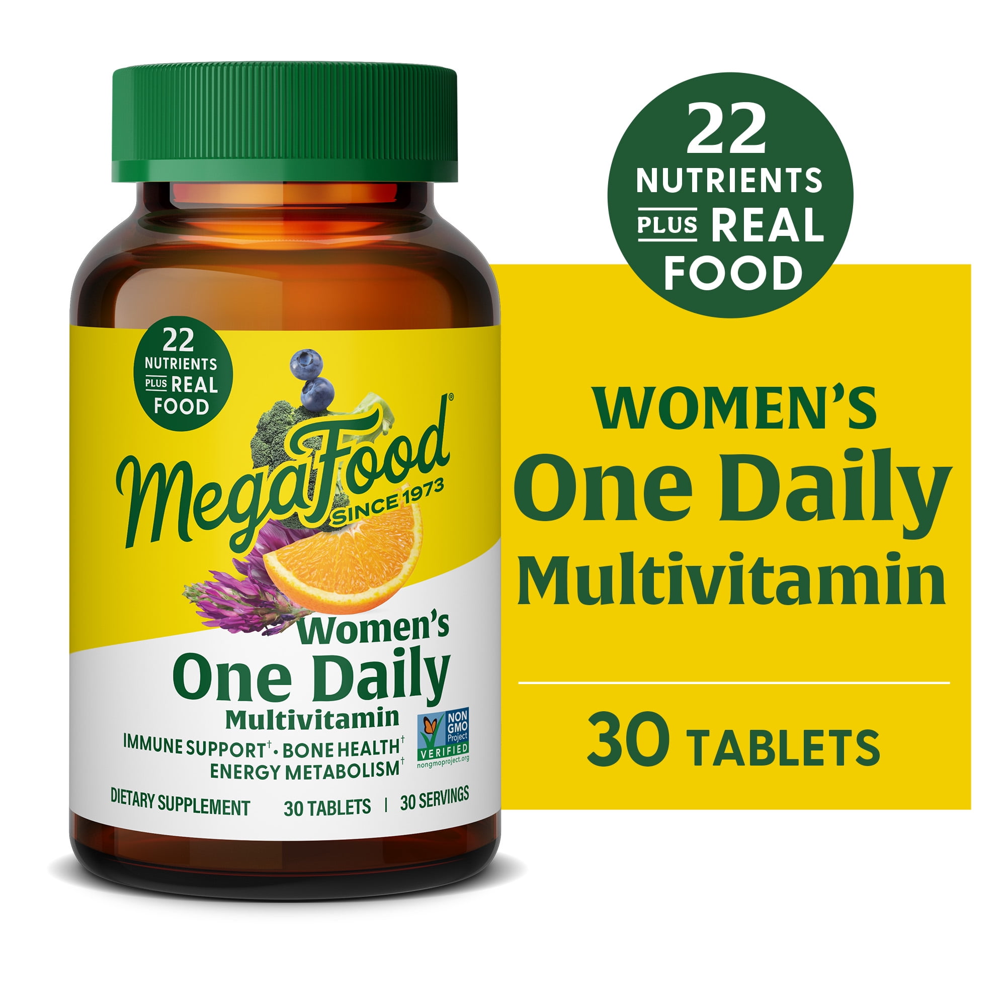 MegaFood Women's Multivitamin, With Iron, Vitamins C, D3, B6, B12, 30 ...