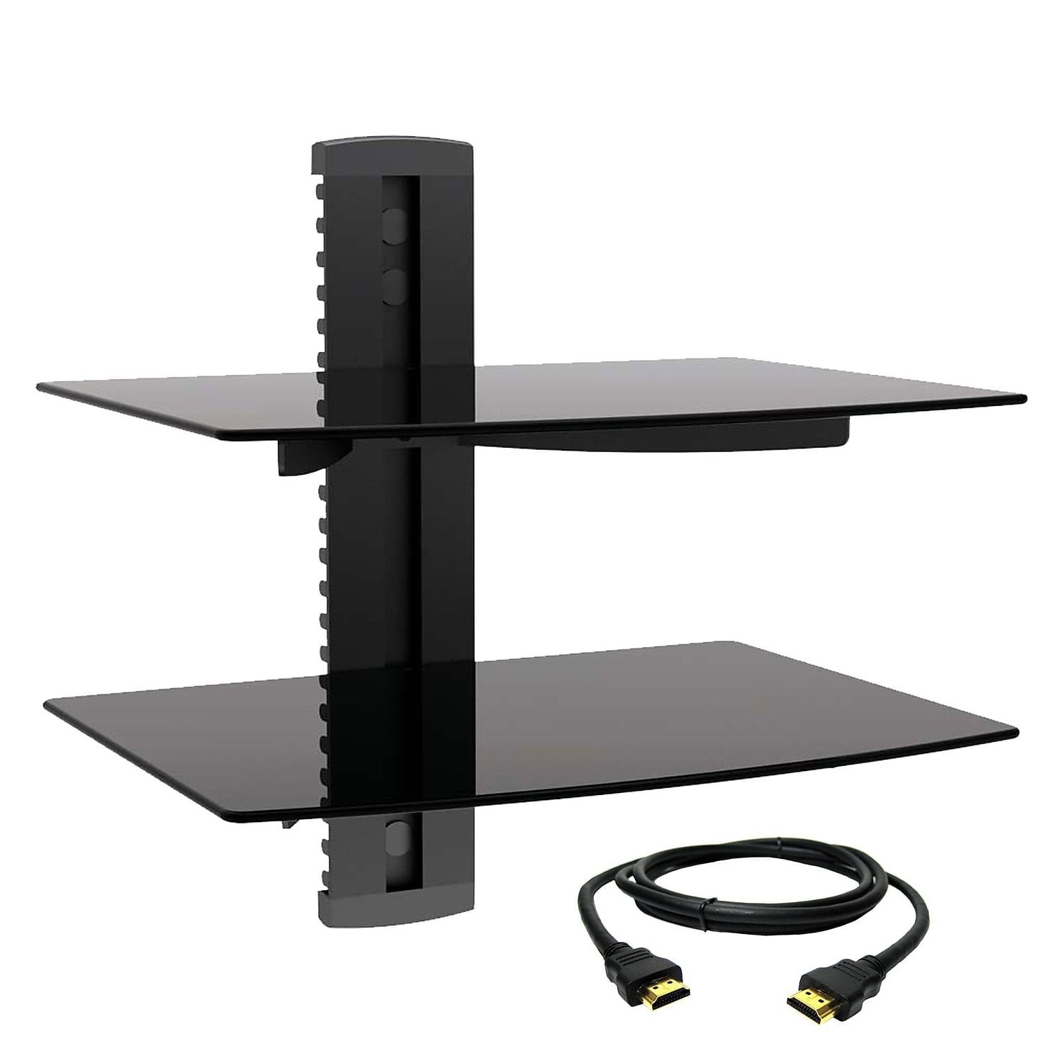 MegaMounts Tempered Glass Double Shelf Wall Mount with HDMI Cable ...