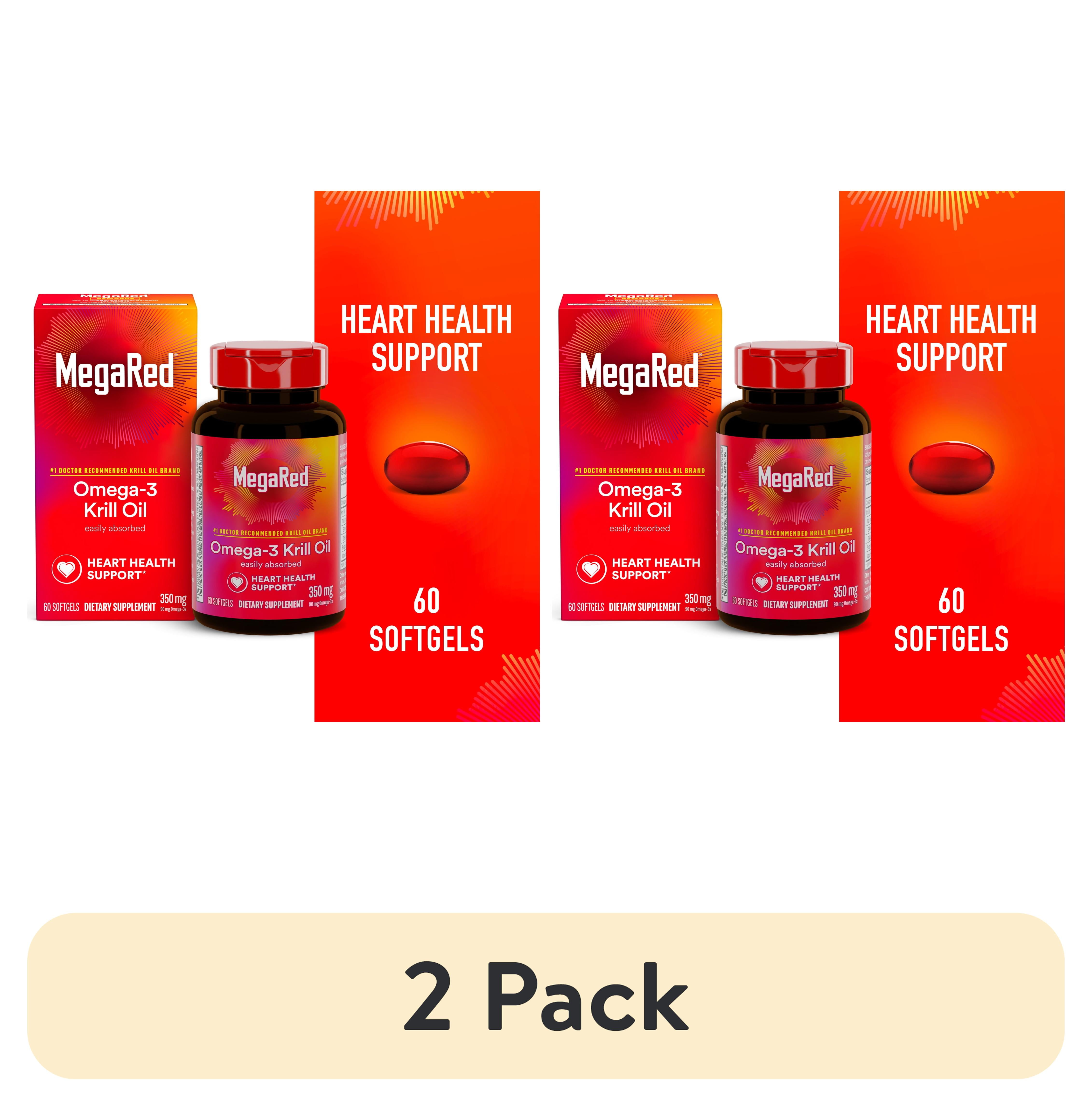 (2 pack) MegaRed 350mg Superior Omega-3 Krill Oil, 60 Softgels ...