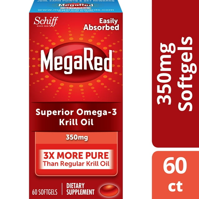 MegaRed Health Superior 350mg Omega-3 Krill Oil, 60 Gel Capsules for ...