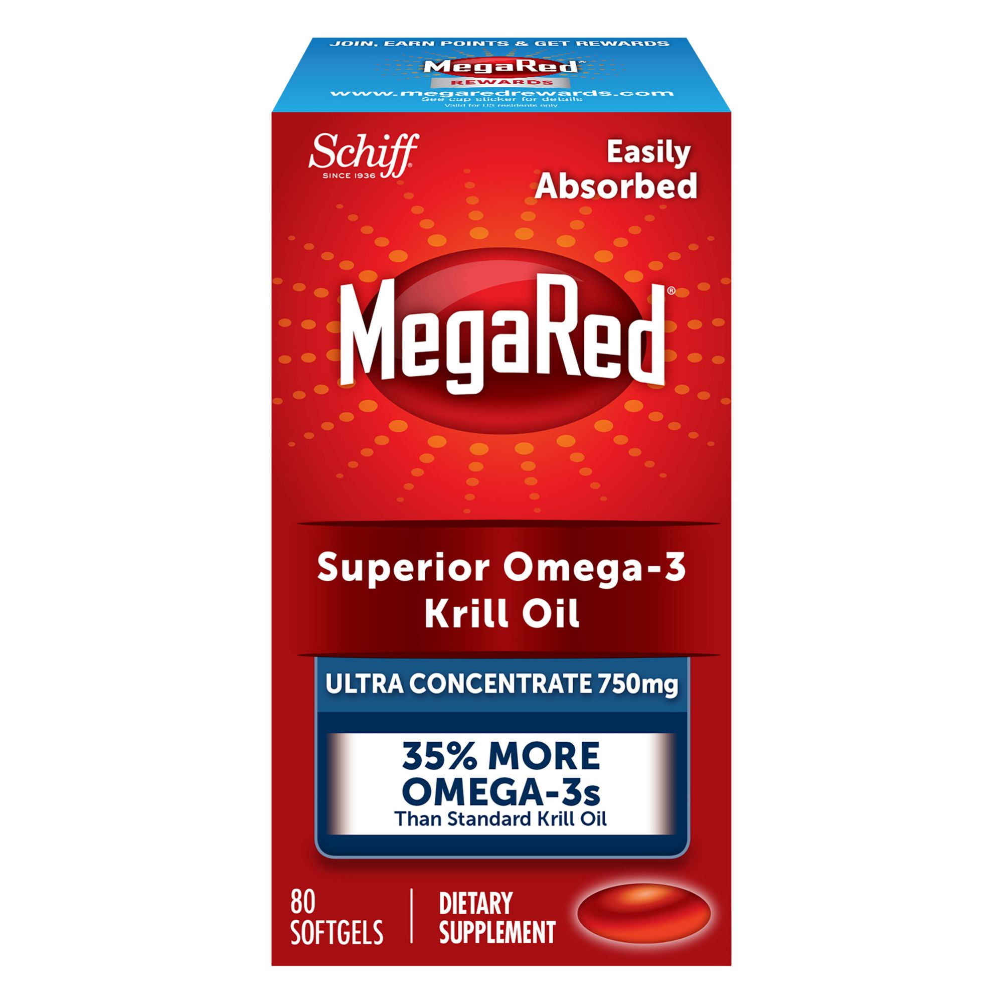 MegaRed Ultra Concentrated 750mg Omega 3 Purified Krill Oil Capsules ...