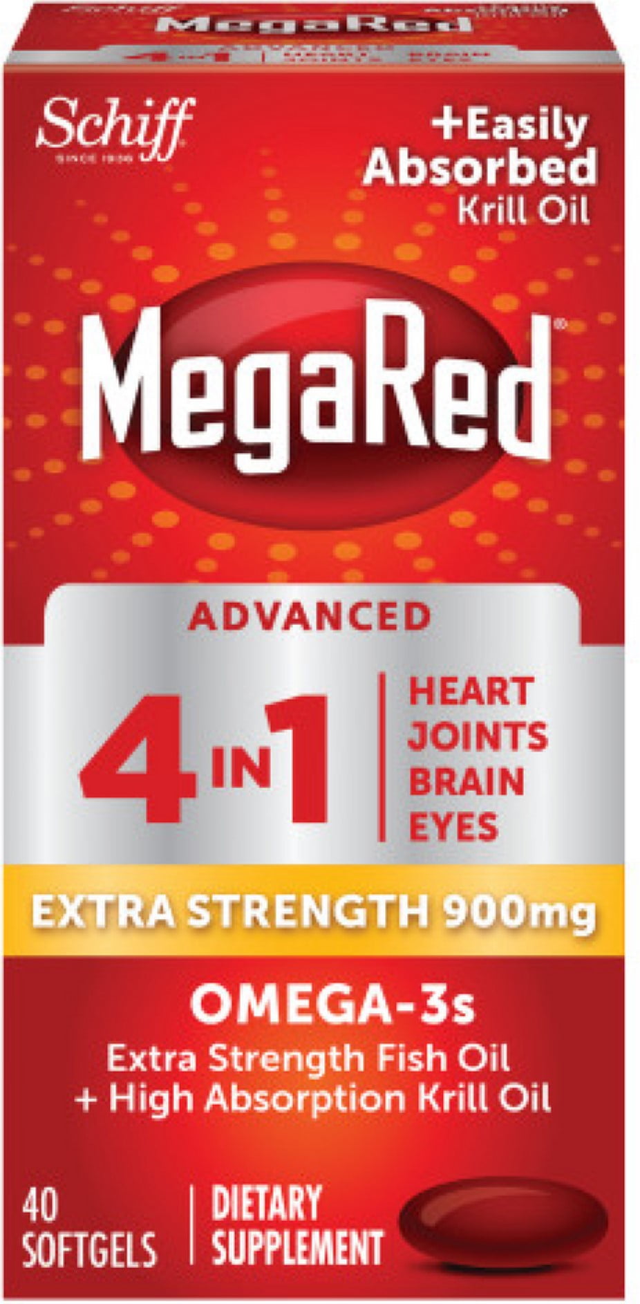 MegaRed Advanced 4 in 1 Omega-3 Fish Oil & Krill Oil Softgels, 900 Mg ...
