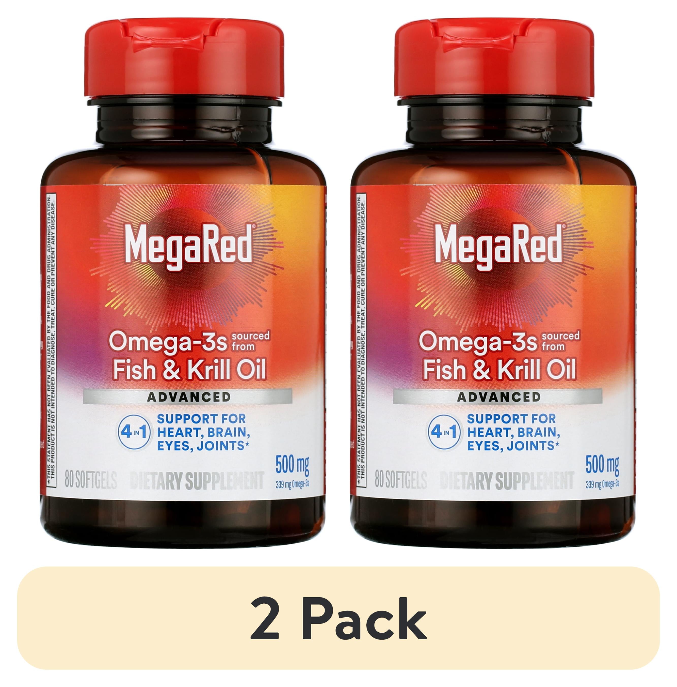 (2 pack) MegaRed Advanced 4in1 500mg Omega-3 Fish Krill Oil Supplements ...