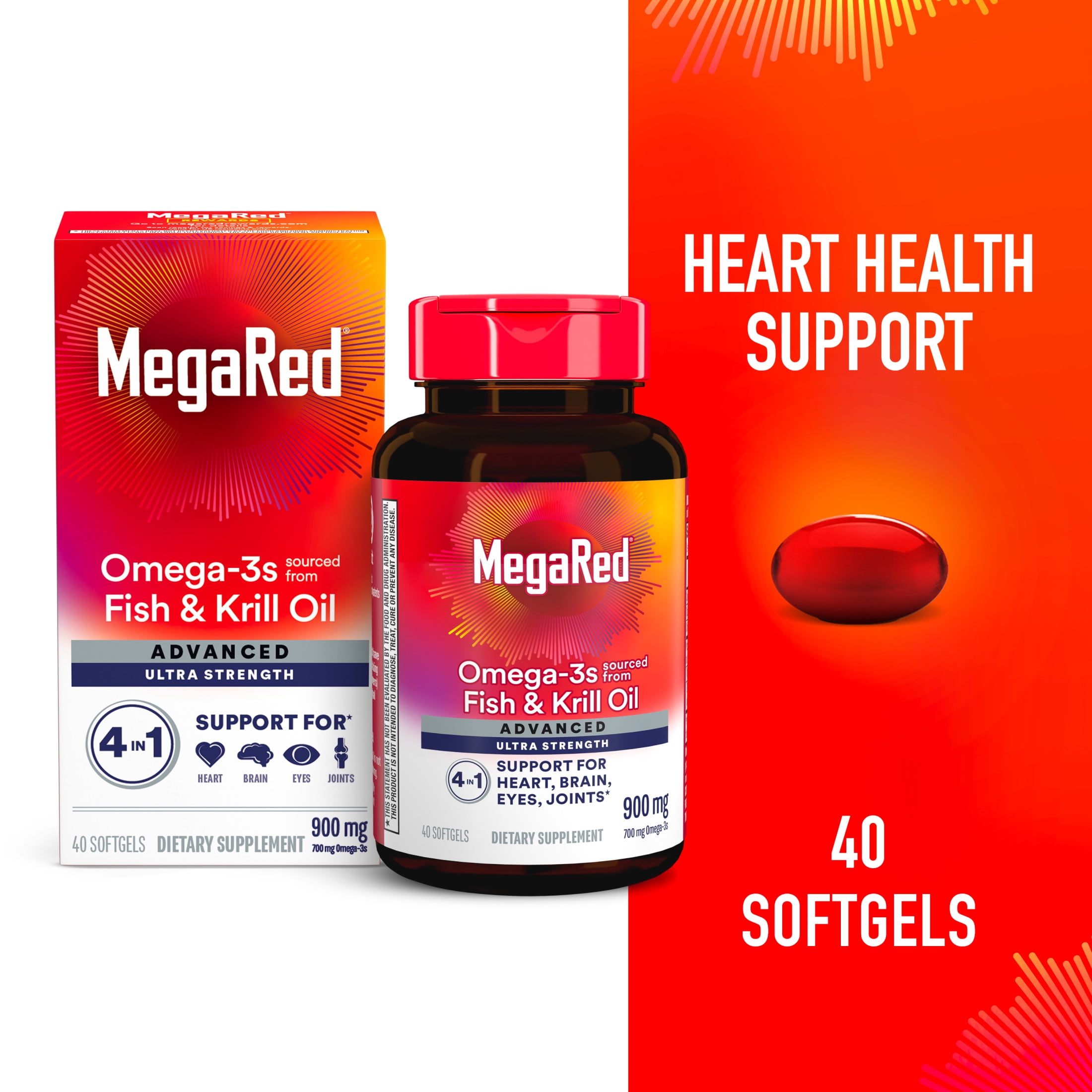 MegaRed Advanced 4in1 Extra Strength 900mg Omega-3 Fish Krill Oil ...