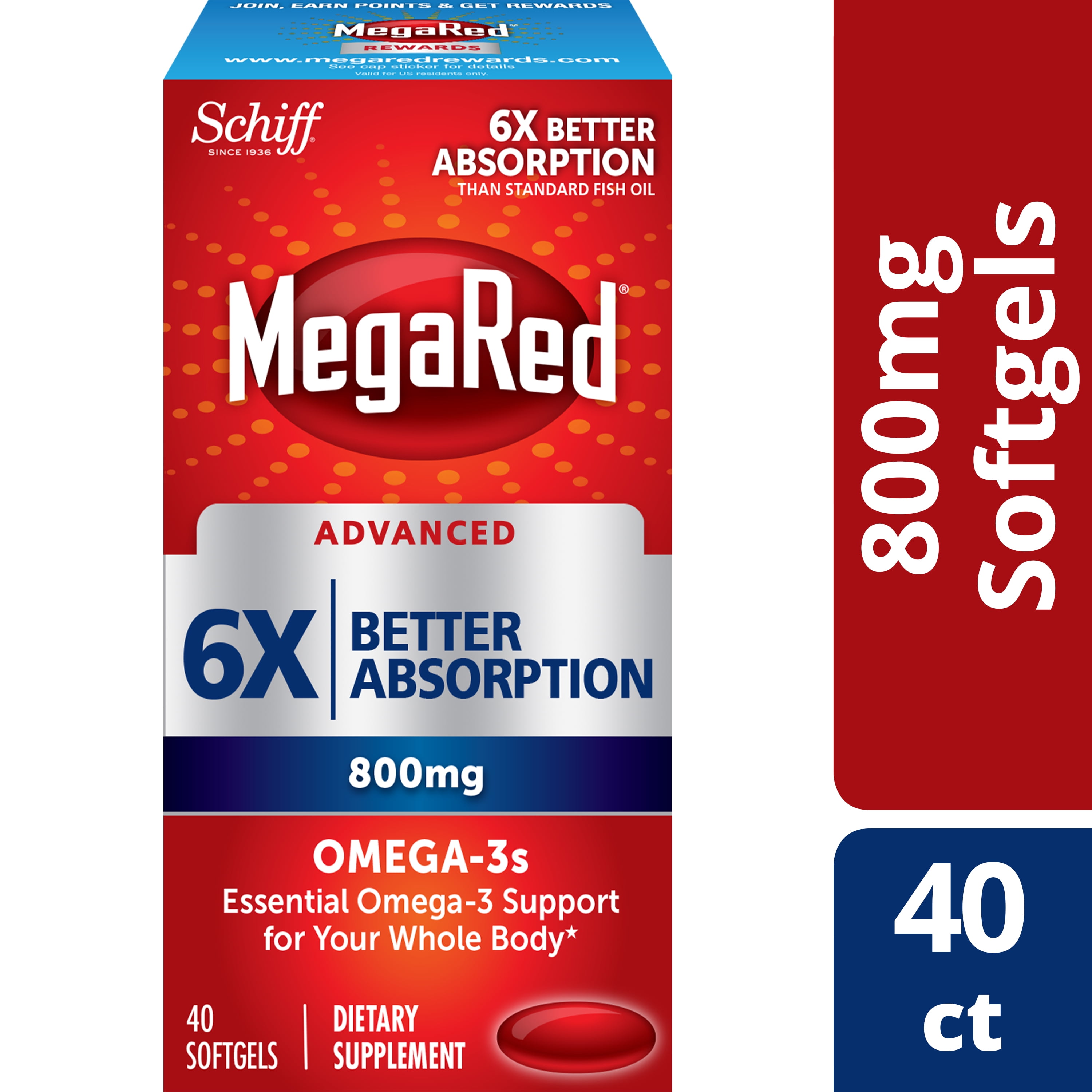 MegaRed Advanced 6X Better absorption 800mg, 40 Softgels - Walmart.com
