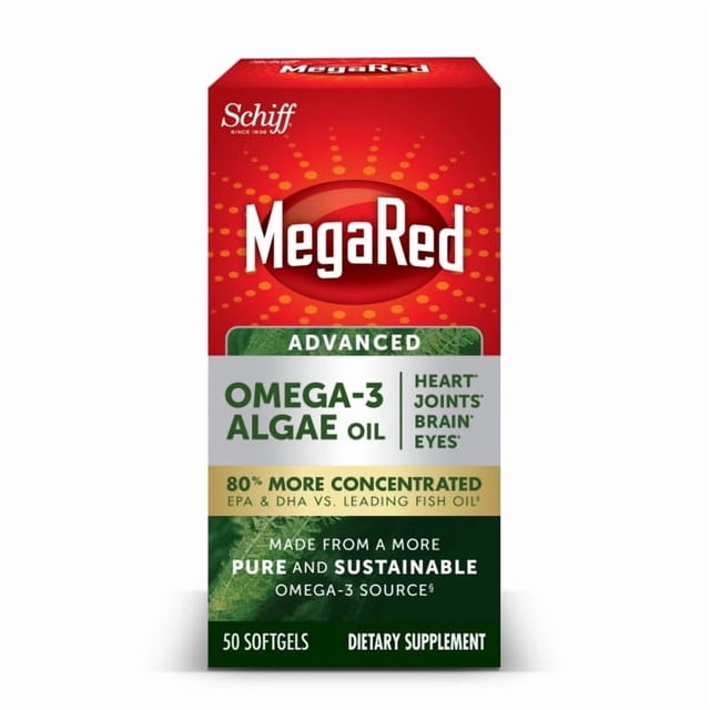 MegaRed Advanced Omega-3 Algae Oil Softgels, Vegetarian, EPA ...