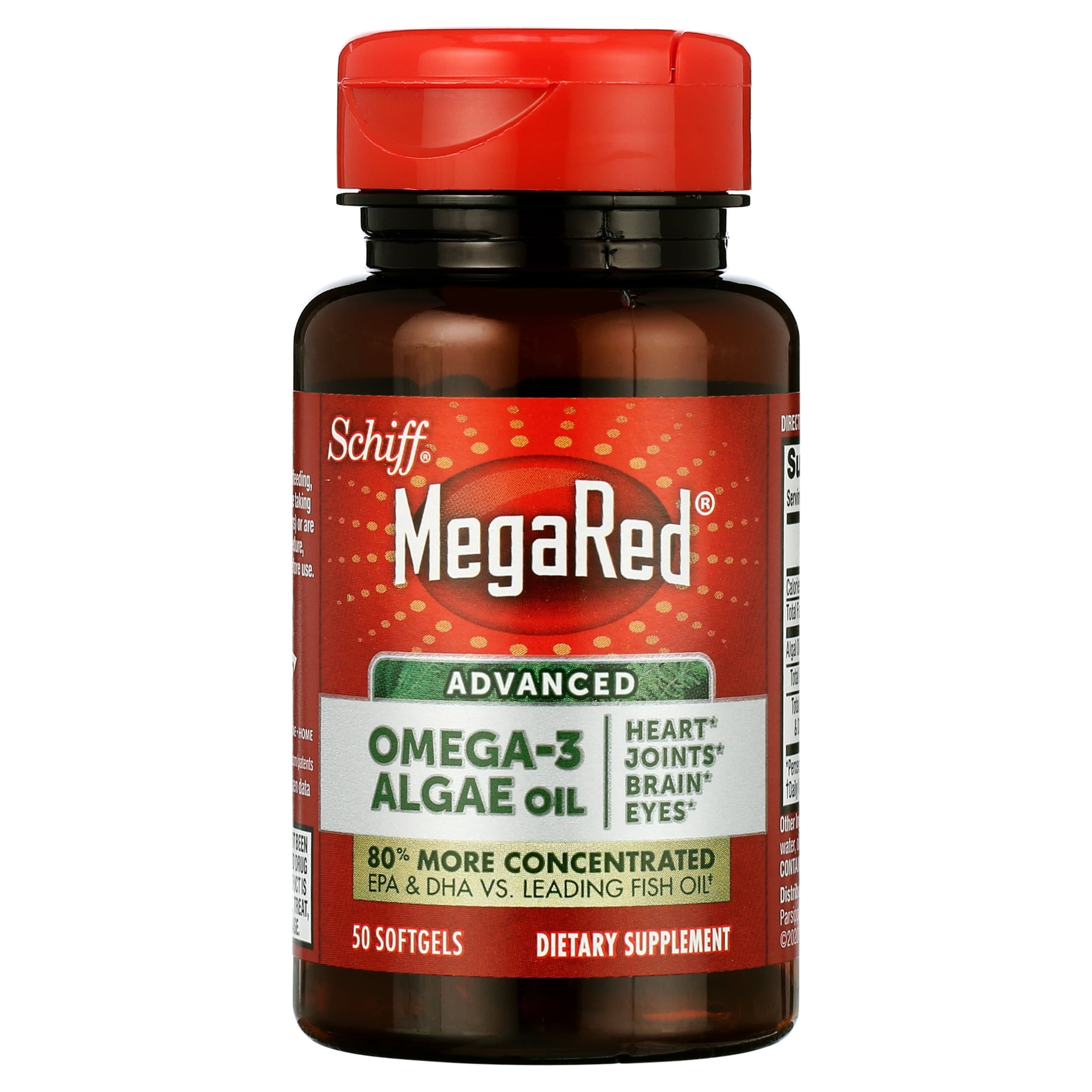 MegaRed Advanced Omega-3 Algae Oil Softgels (50 count), Omega-3’s for ...