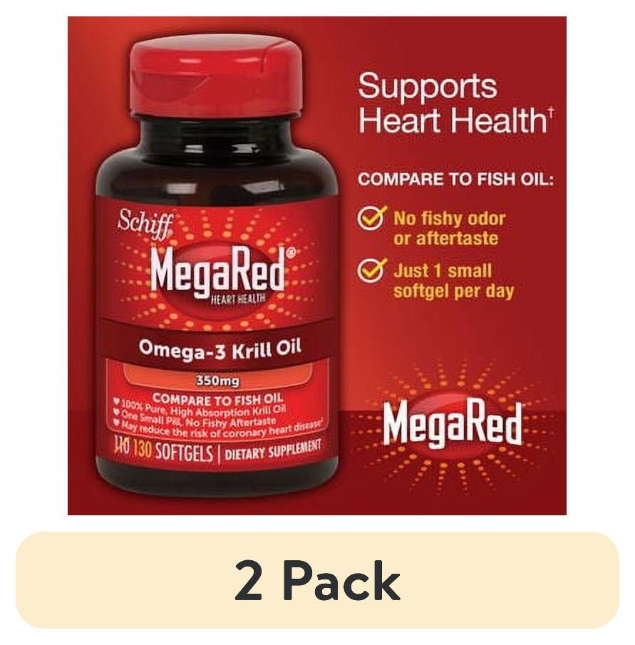 (2 pack) MegaRed Omega-3 Krill Oil Softgels, 350 Mg, 130 Ct - Walmart.com
