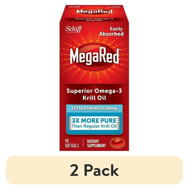 (2 pack) MegaRed Superior Omega-3 Krill Oil Softgels, 500 Mg, 90 Ct ...