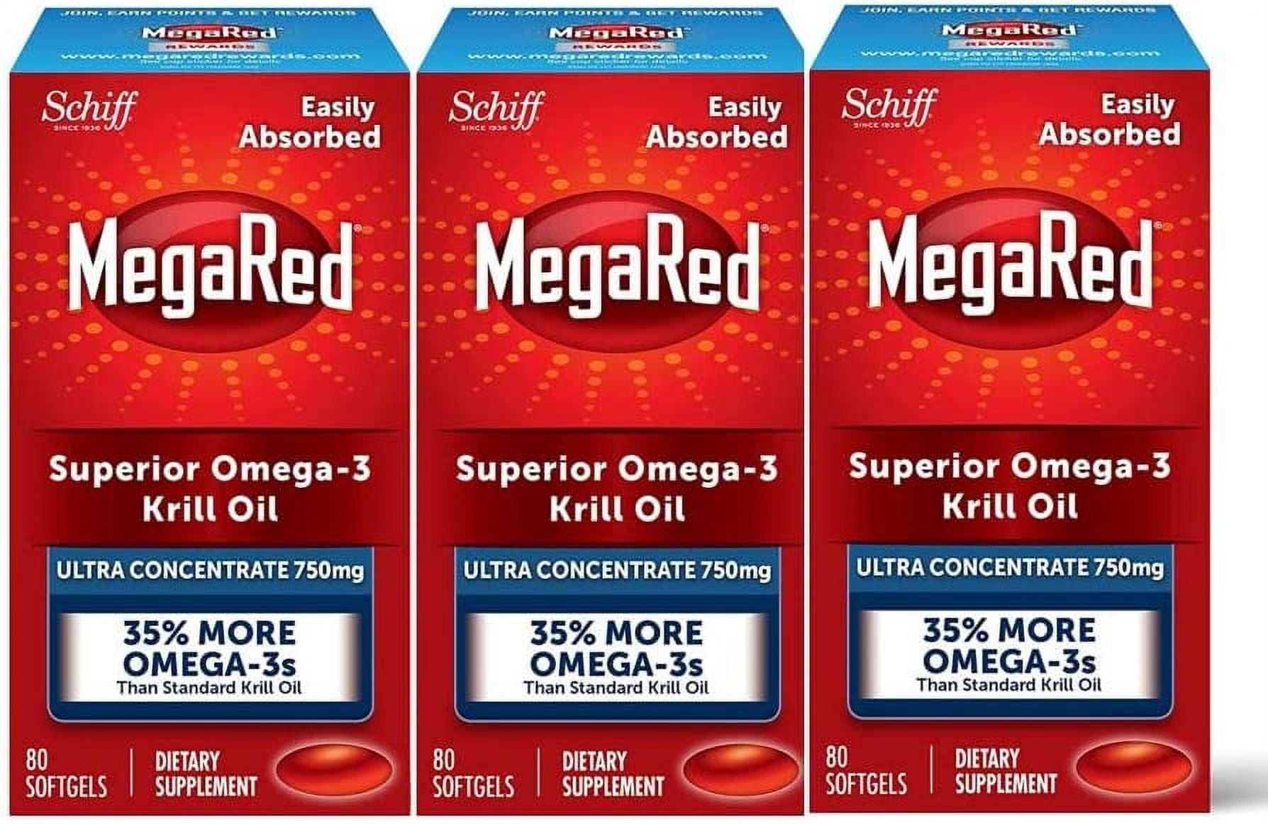 MegaRed Ultra Strength 750mg Krill Oil, Omega 3 Caps Supplement, 80 ...