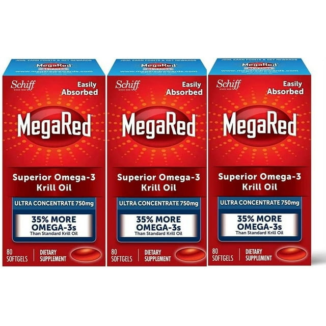 MegaRed Ultra Strength 750mg Krill Oil, Omega 3 Caps Supplement, 80 ...