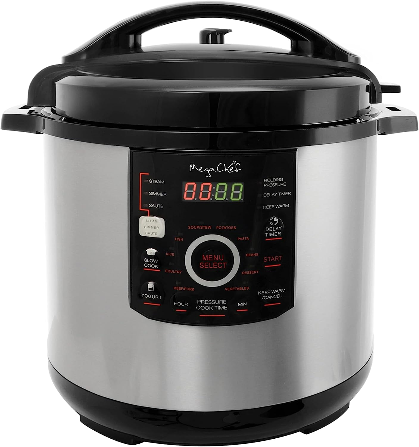 Megachef 12 Quart Steel Digital Pressure Cooker with 15 Presets and ...