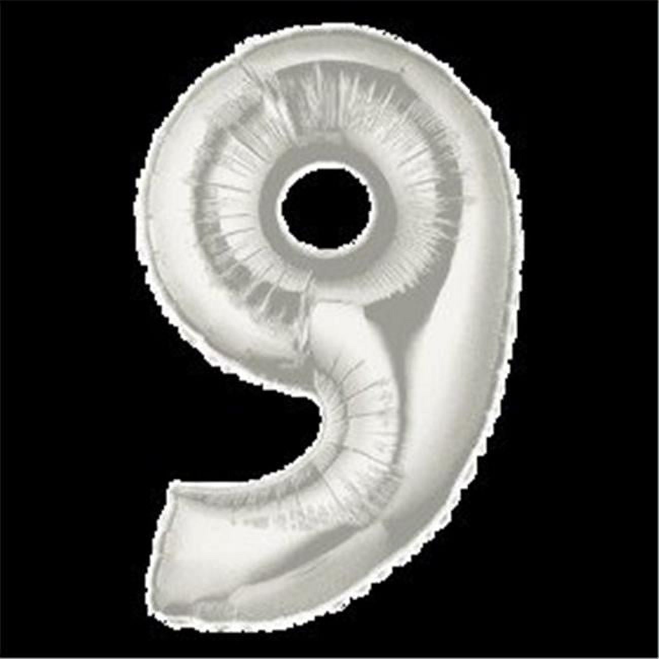 40 inch Number 9 - Silver Megaloon Betallic Foil Mylar Balloon - Party ...