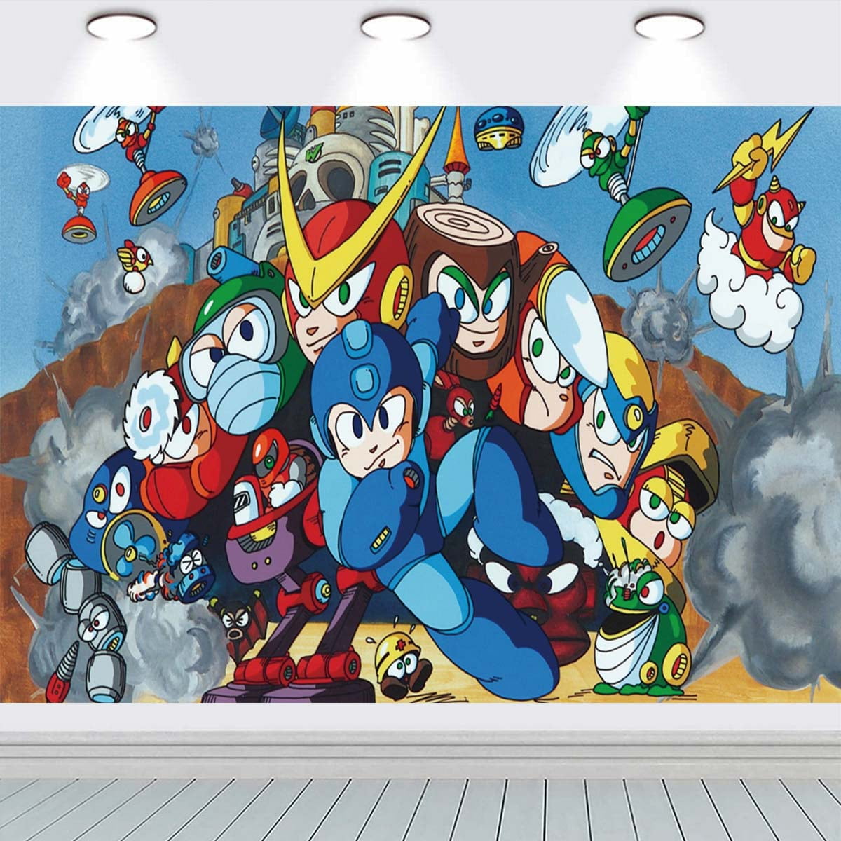 Megaman Backdrop school Taspestry Wall Decor Banner Party Supplies ...