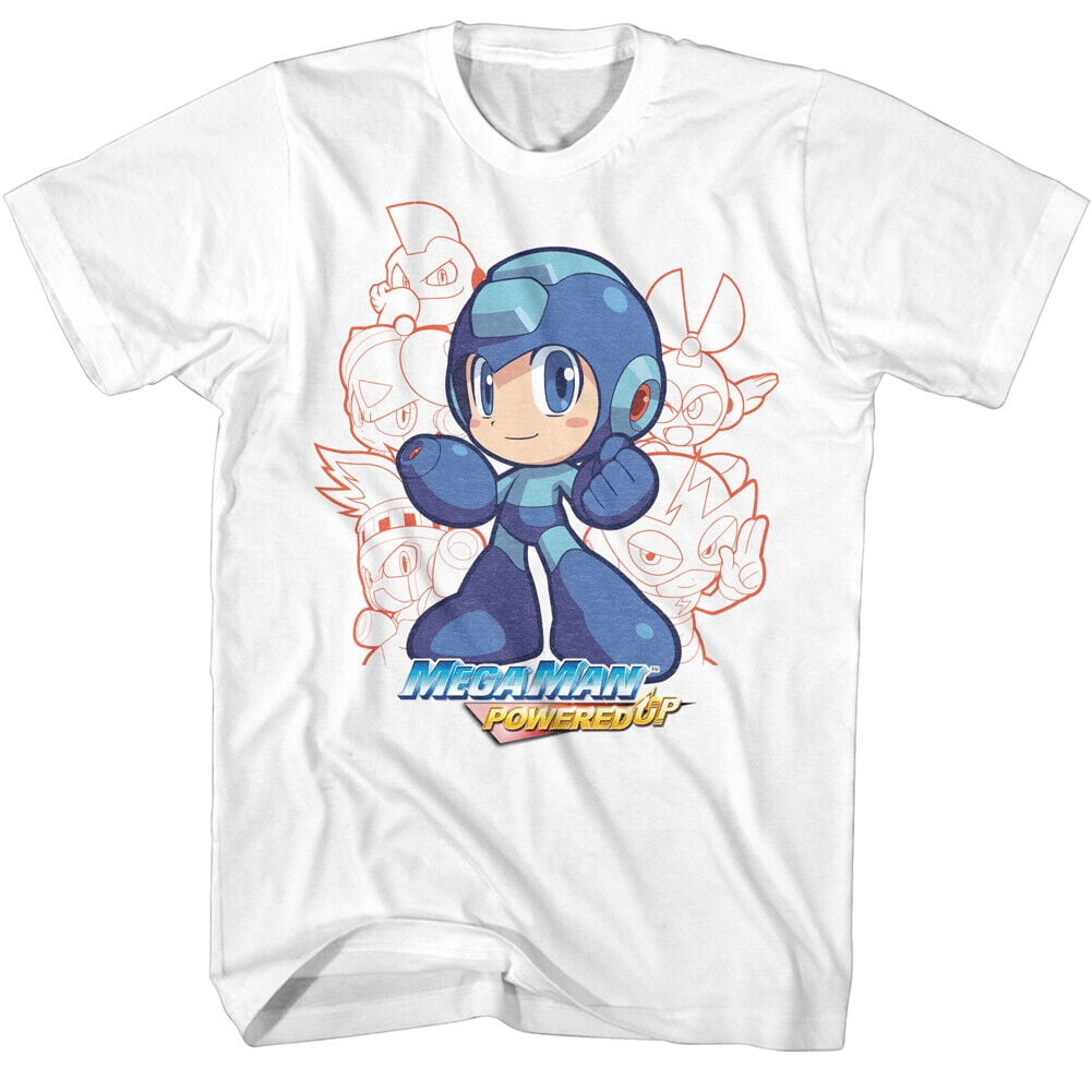 Megaman T-Shirt Mens Capcom Powered Up New Vintage Gamer White Sizes SM ...