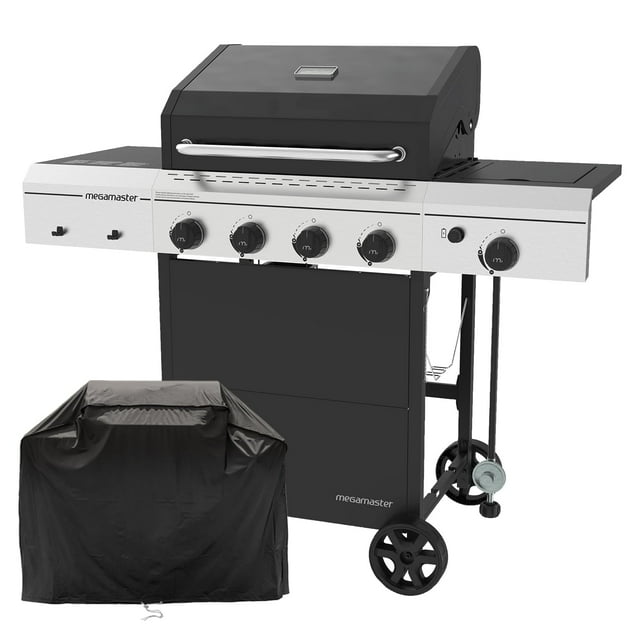 Megamaster 4-Burner Stainless Steel Propane BBQ Grill, Outdoor Barbecue ...