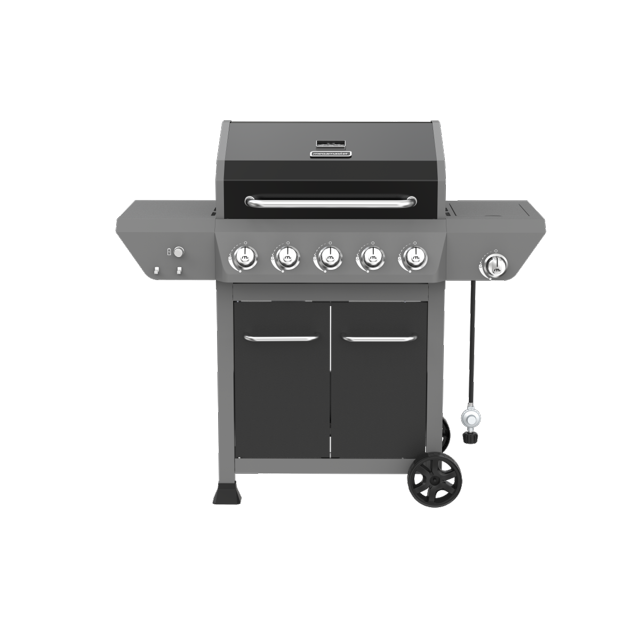 Megamaster 5-Burner Propane Gas Grill with Side Burner and Side Table ...