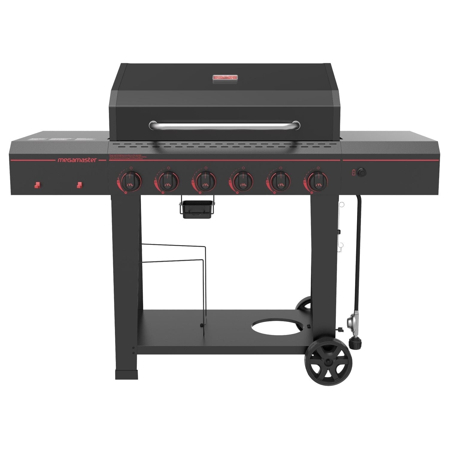 Megamaster 6-Burner Propane Gas Grill with Side Tables, Accessory Hooks ...