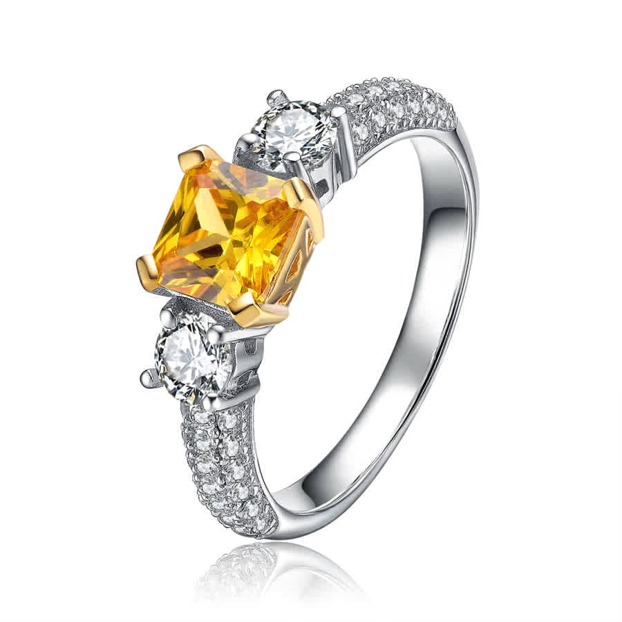 Megan Walford Classic Sterling Silver Radiant Yellow Cubic Zirconia 3 ...