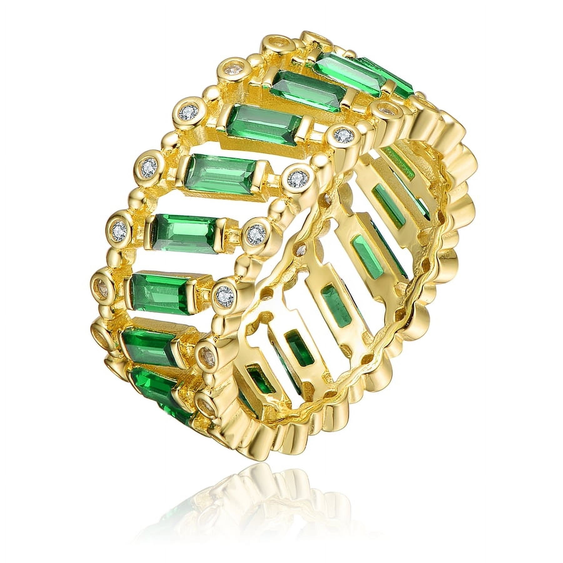 Megan Walford Sterling Silver 14k Yellow Gold Plated with Emerald ...