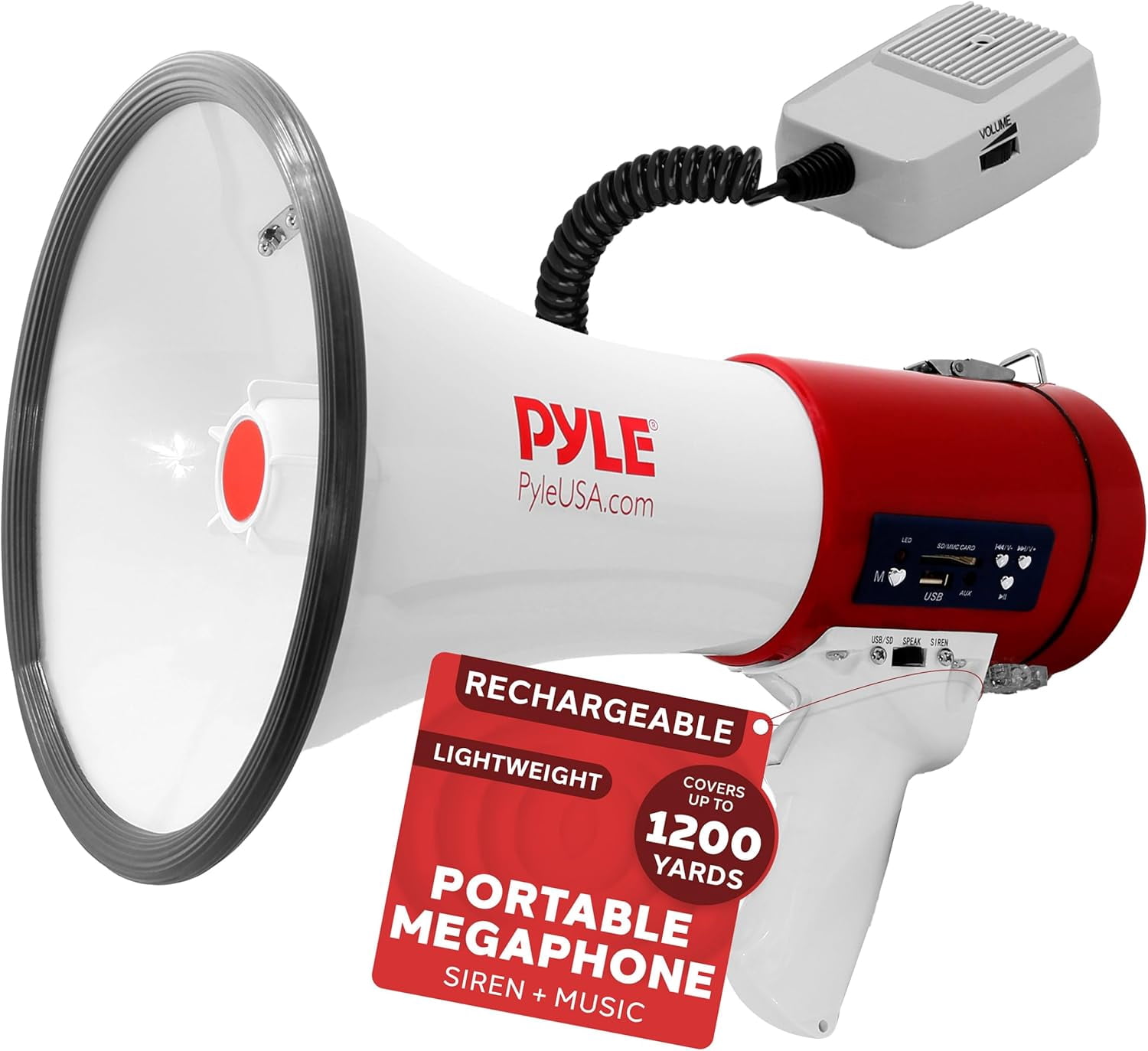 Megaphone 50-Watt Siren Bullhorn - Speaker w/ Detachable Microphone ...