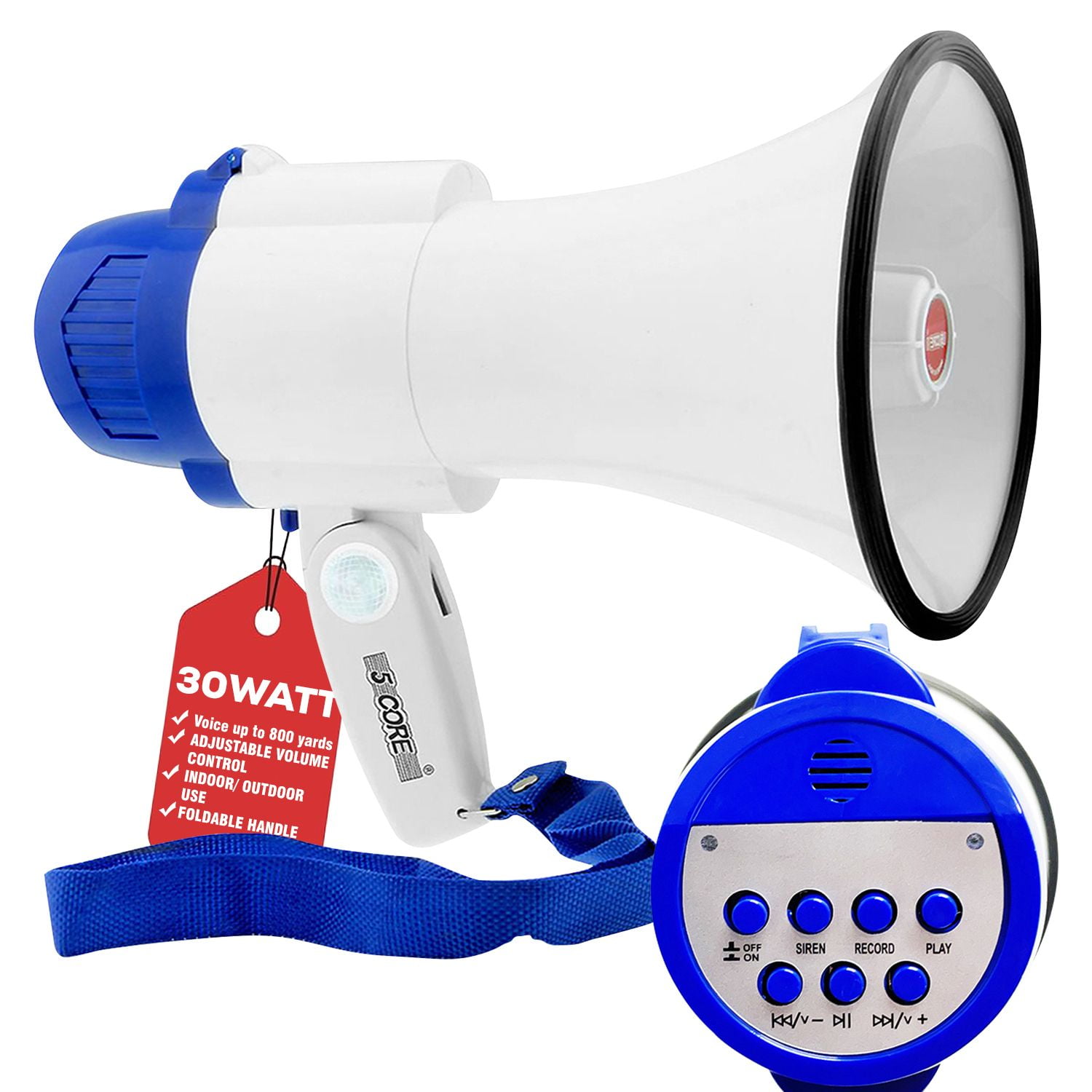 Megaphone Bullhorn Speaker 30W Bull Horn Battery Power Mini Cheer ...