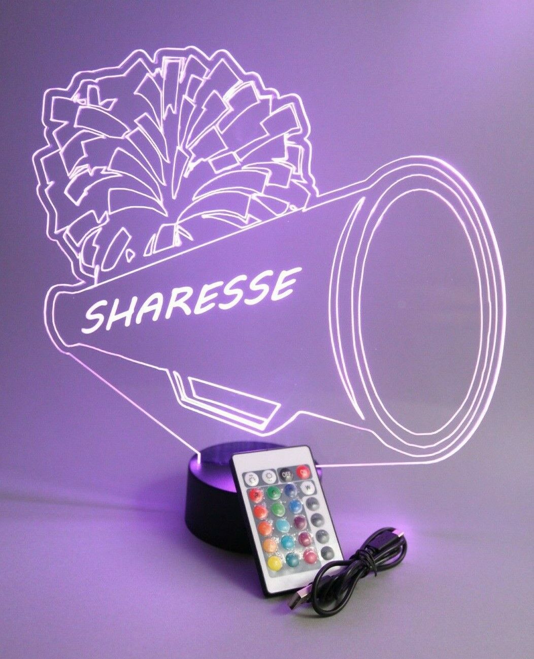 Megaphone Cheer Cheerleader Cheerleading Sports Team Name Night Light ...