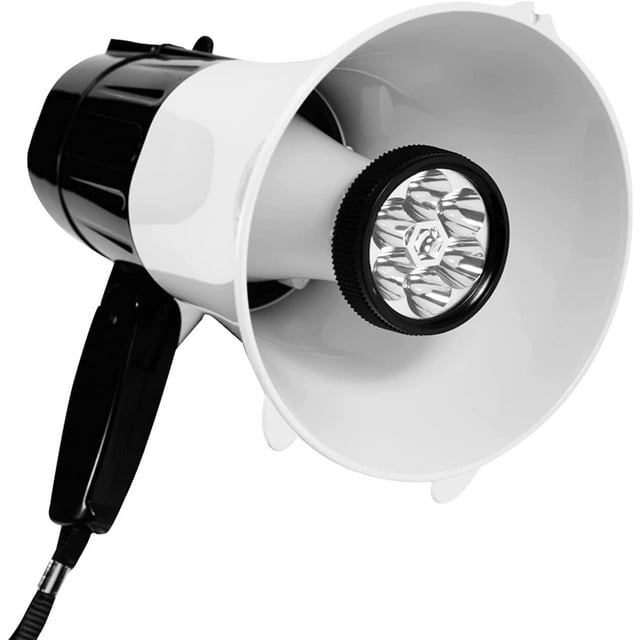 Megaphone Handheld with LED Lights Bullhorn Cheer Loudspeaker Bull Horn ...
