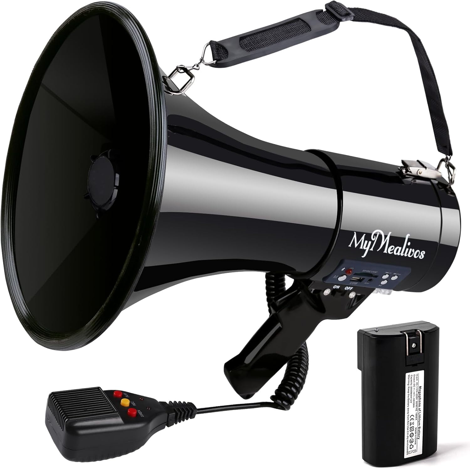 Megaphone with Siren Bullhorn 50 Watt Bullhorn Speaker with Detachable ...