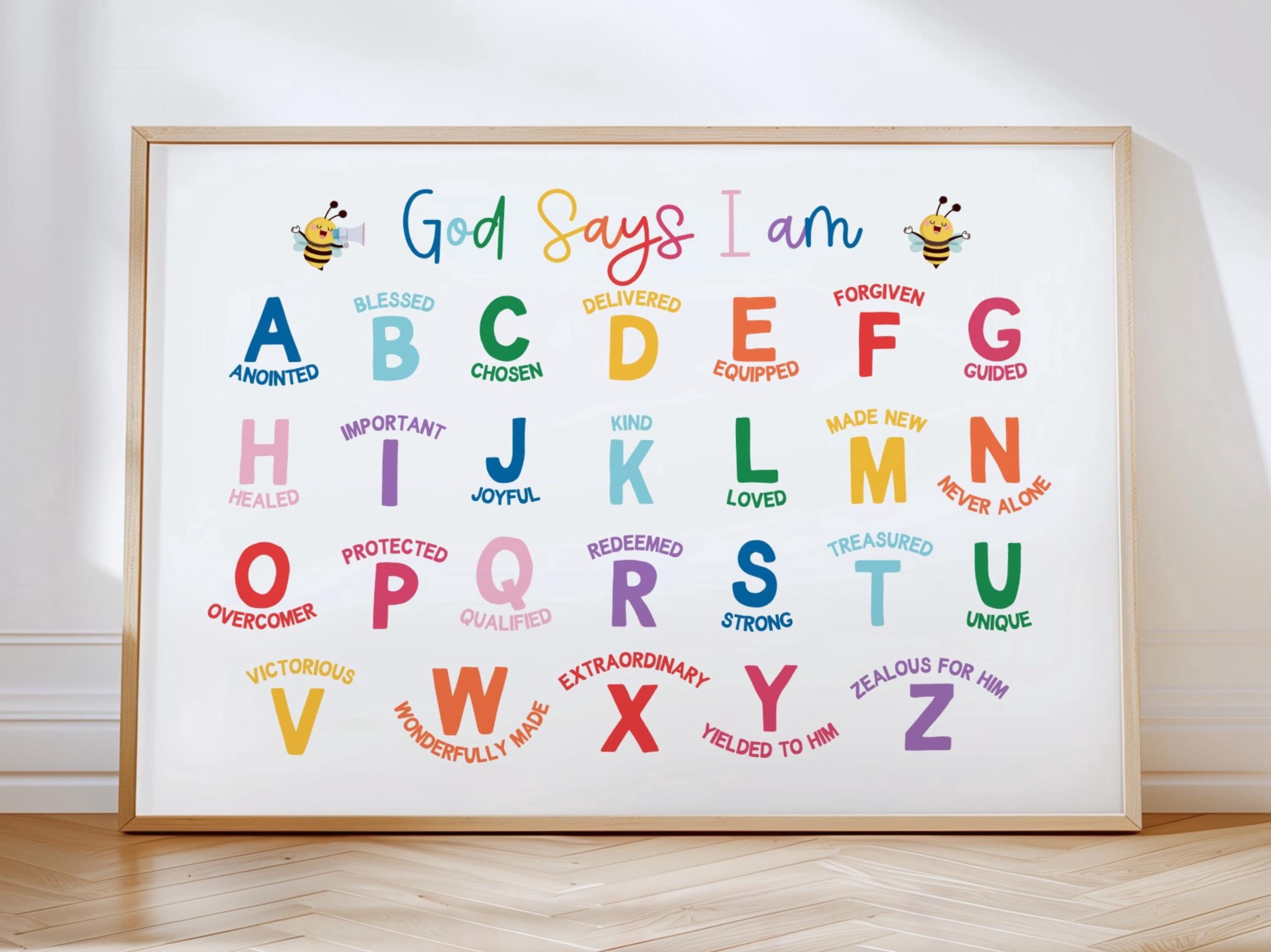 Megas God Says I Am Affirmation For Kids Christian Alphabet Affirmation ...
