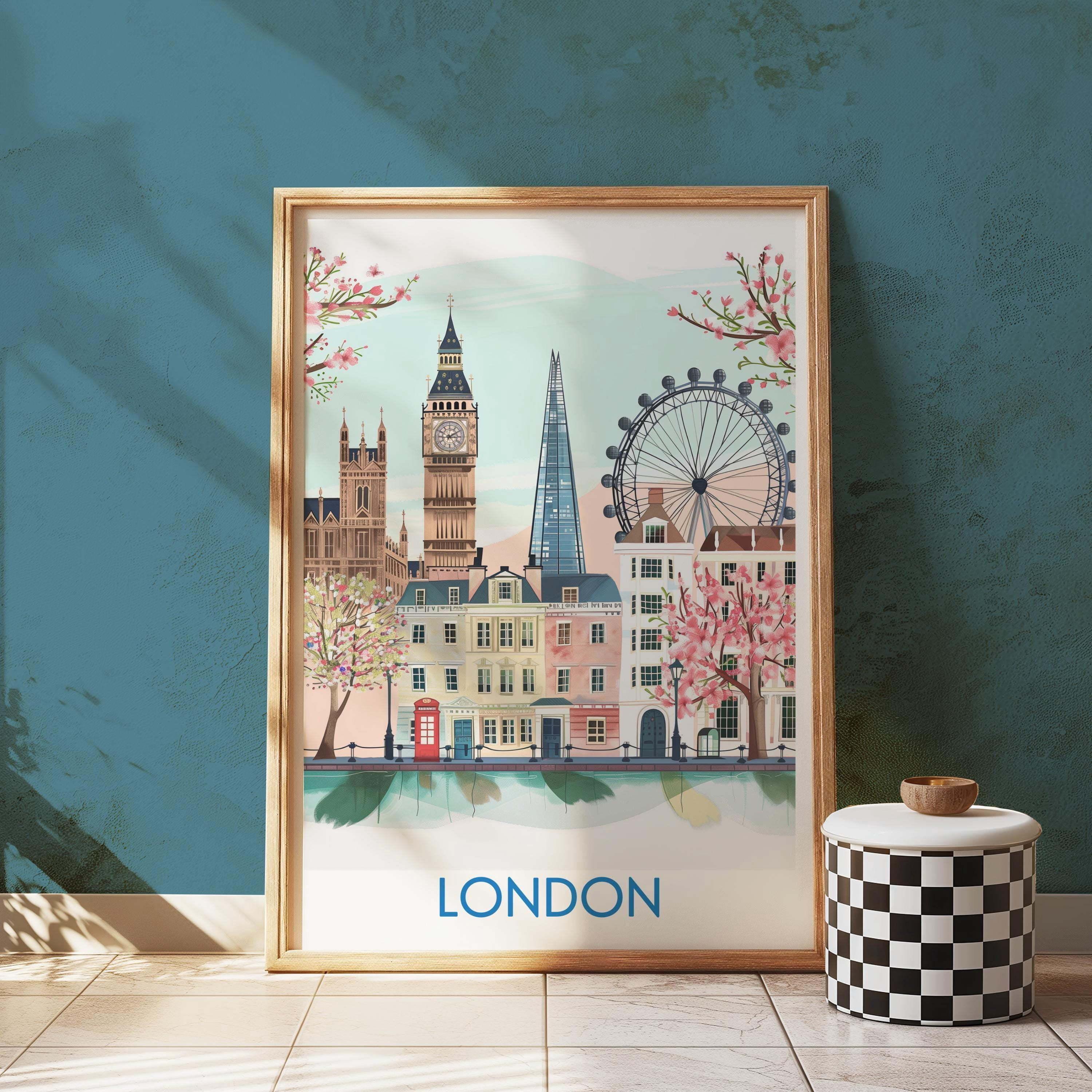 Megas London Skyline Colorful Uk Cityscape Poster, Poster Home Decor ...