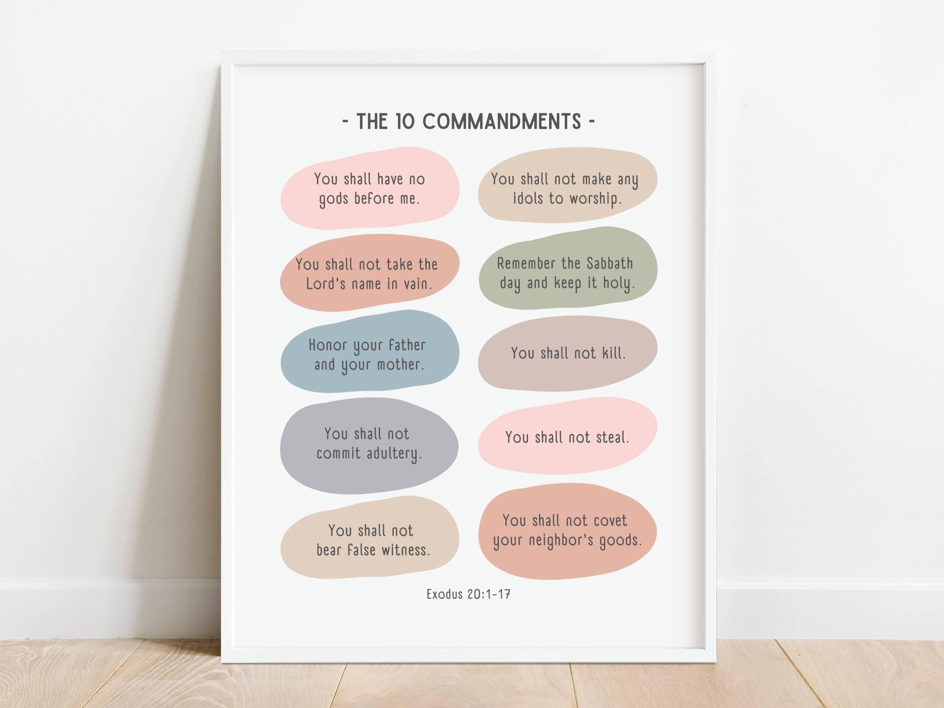 Megas The Ten Commandments Poster Pastel Christian Poster For Kids ...