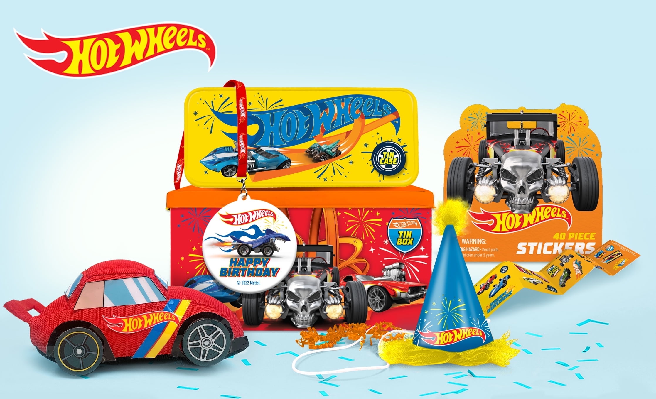 Megatoys Hot Wheels Birthday Party Giftset - 5 Piece Tin Box, Pencil ...