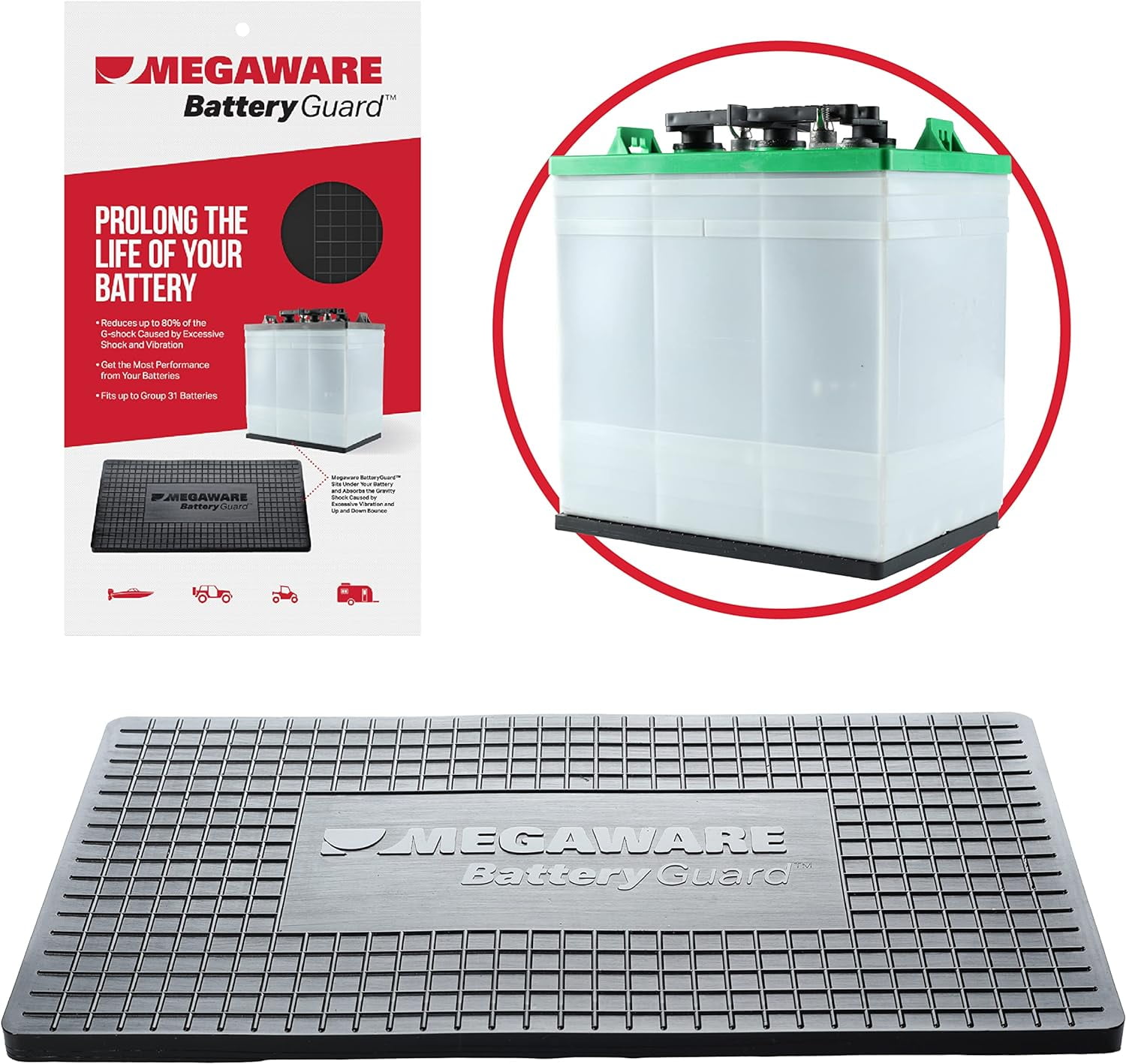 Megaware - BatteryGuard Protector - Fits 31 Group Batteries (12.75 x 6. ...